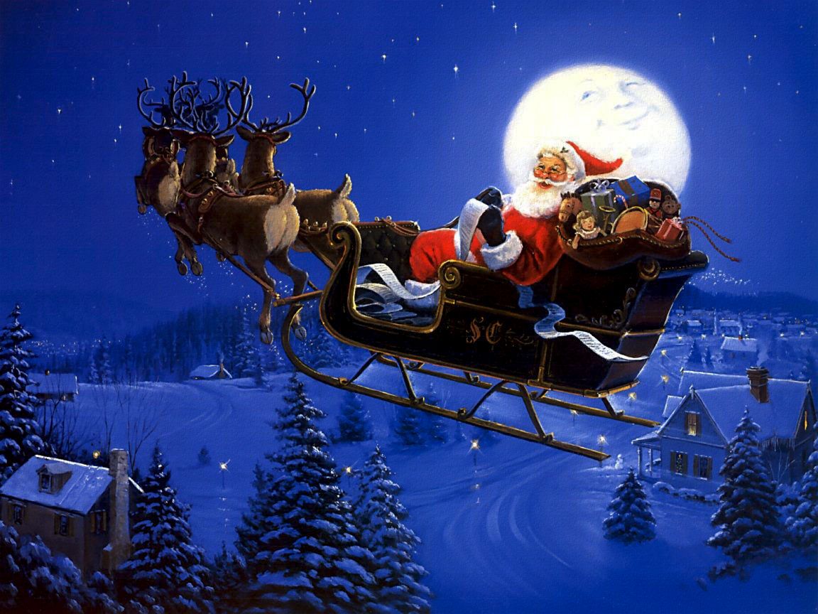 🔥 Free Download Pingl Sur Christmas With Santa Claus And Reindeer Flying Wallpaper by @msherman ...