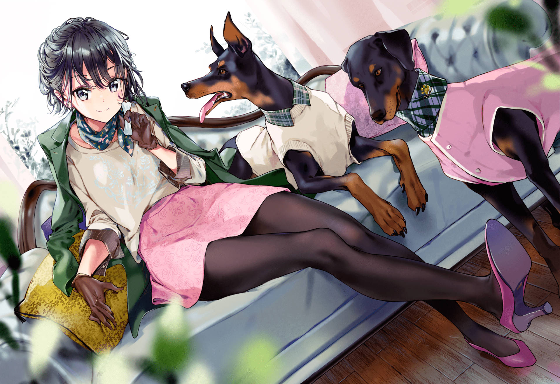 🔥 Free Download Doberman Anime Dogs With Girl Wallpaper by @mcarroll66 ...