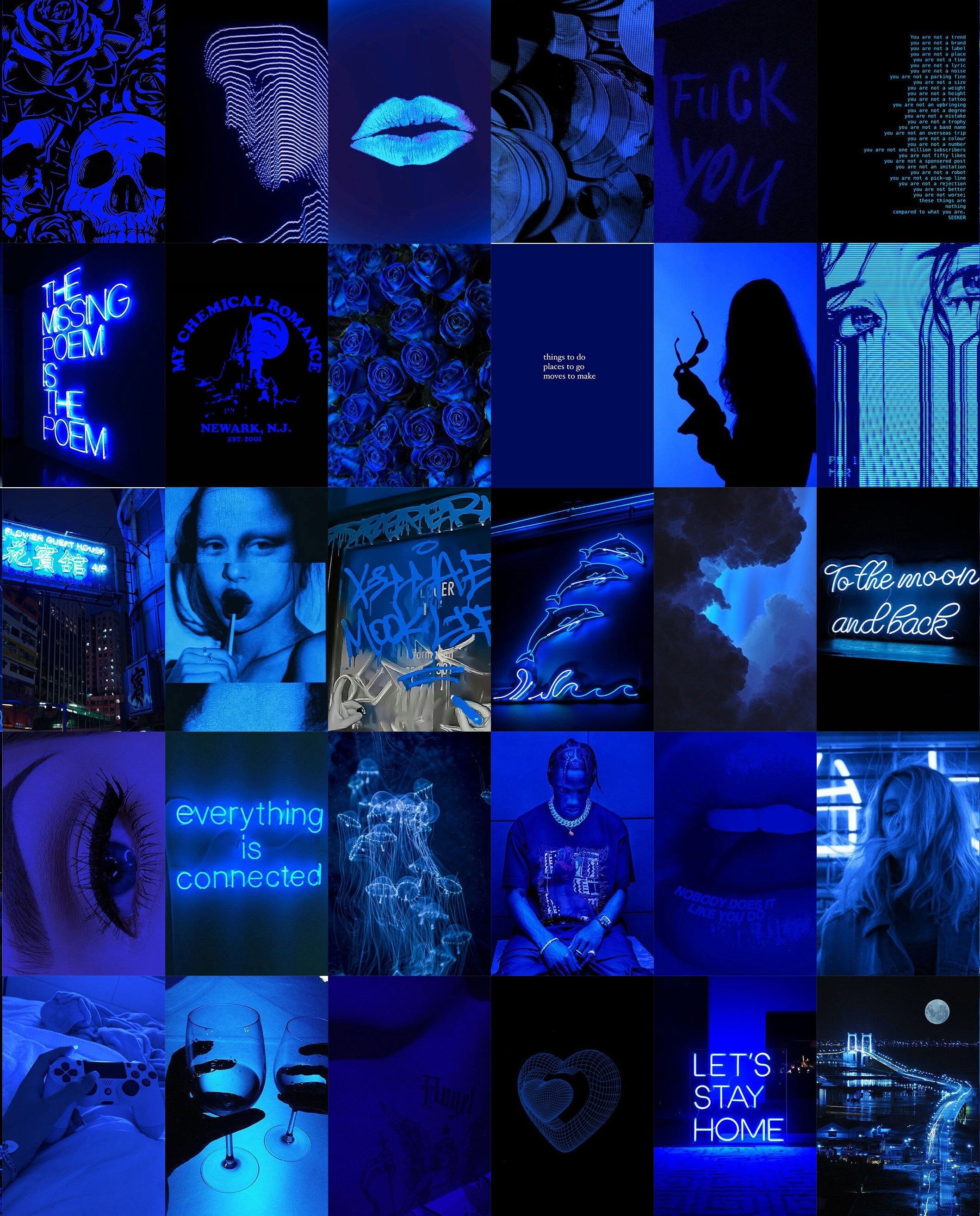 🔥 Free Download Neon Blue Aesthetic Midnight Sky Wallpaper by ...