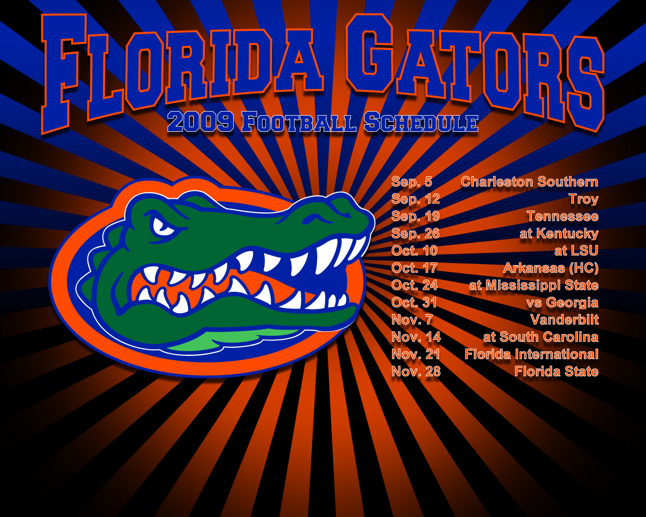 Free Download 2009 Gator Football Schedule 1280x1024 For Your Desktop