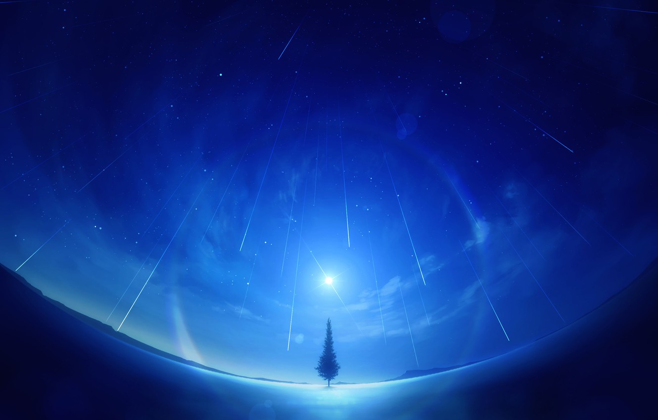 🔥 Free Download Wallpaper The Sky Night Tree Starfall Image For Desktop ...