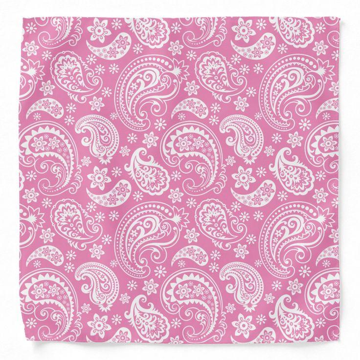 🔥 Free Download White On Pink Vintage Paisley Pattern Bandana by ...