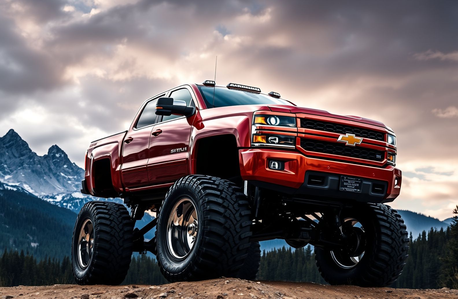 Red Lifted Trucks Wallpaper