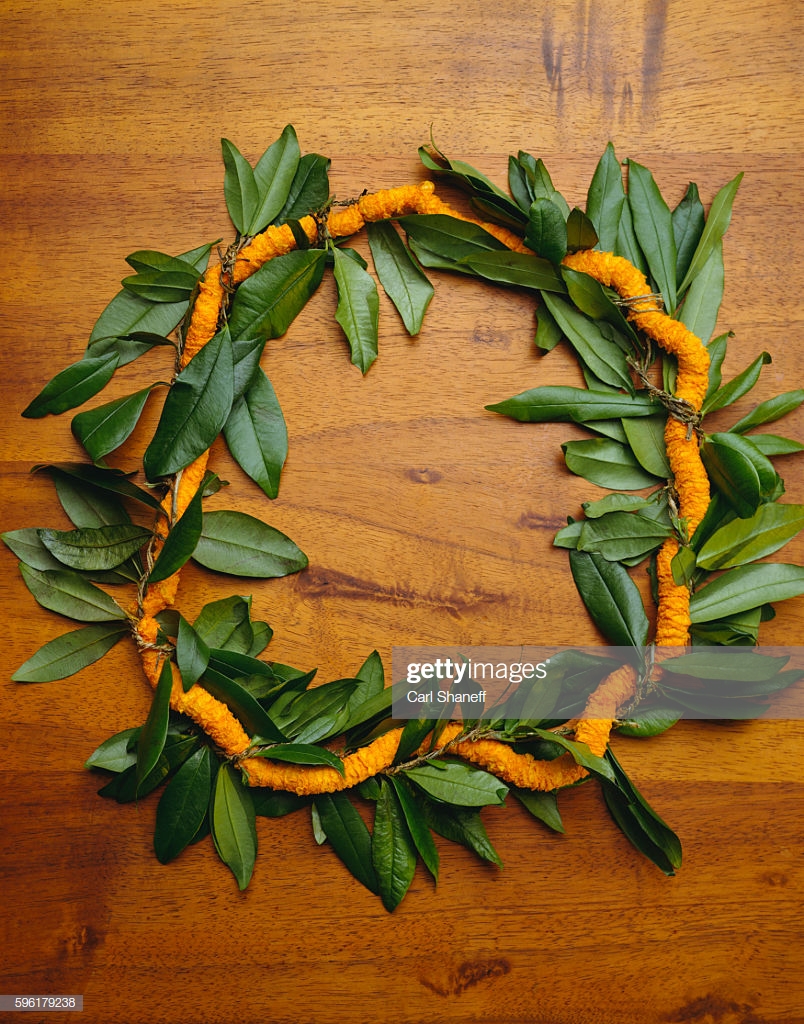 🔥 Free Download Maile Ilima Lei On Koa Wood Background Stock Photo by ...