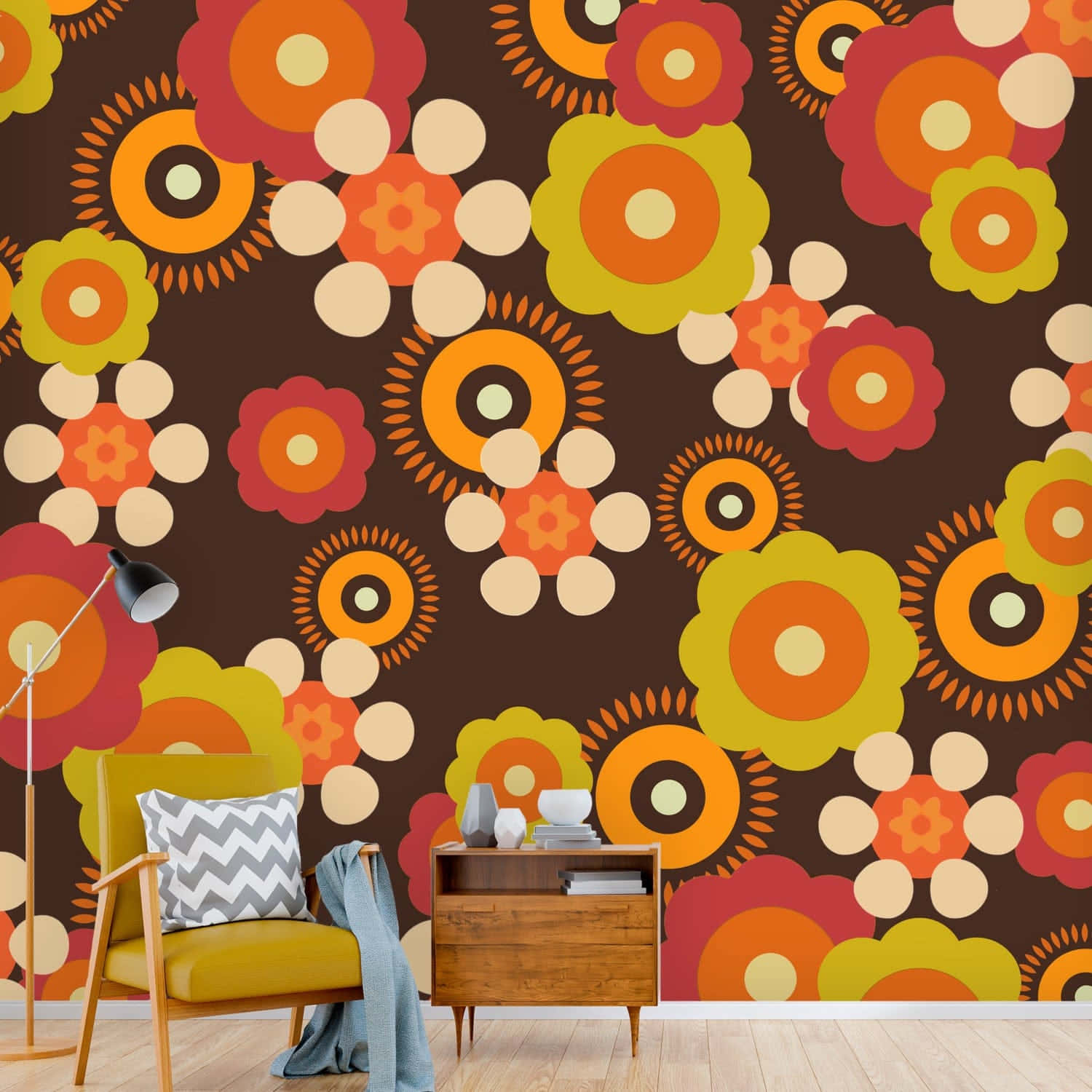 🔥 Free Download Retro Floral pattern70s Style Wallpaper by ...