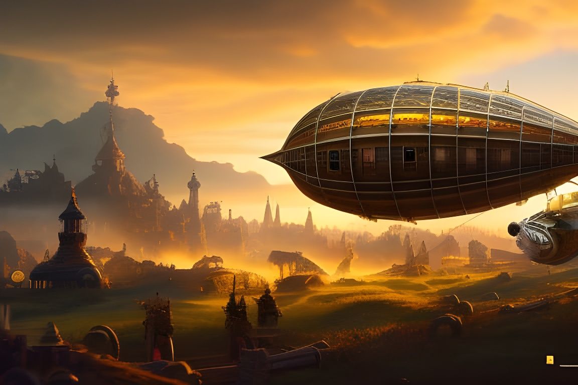 🔥 Free Download Airship At Dawn Ai Generated Artwork Nightcafe Creator by @johnnybrooks ...