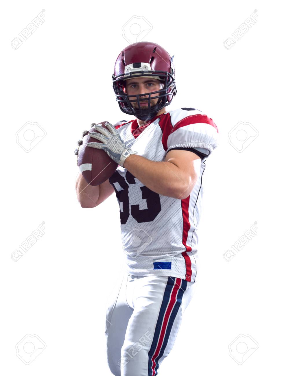 American Football Quarterback Throw Ball Isolated Cartoon