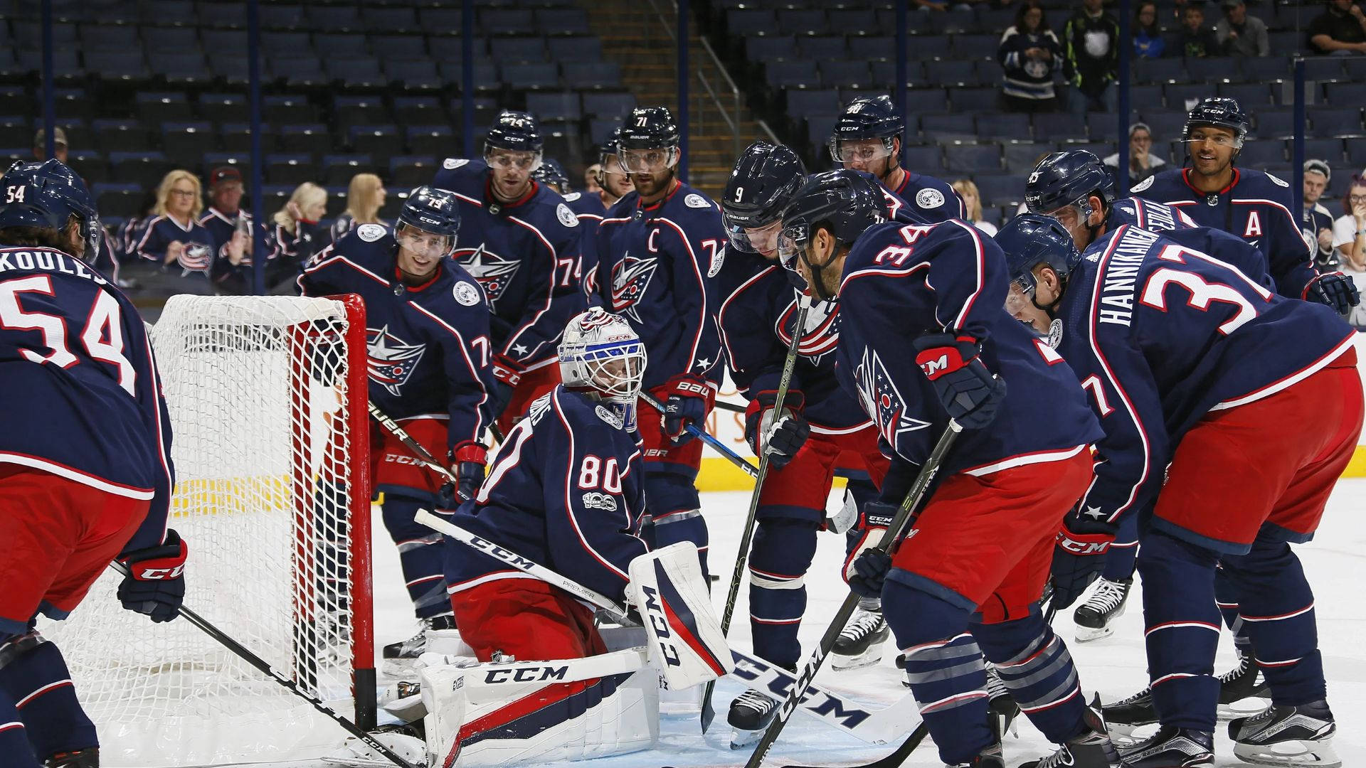 🔥 Free Download Columbus Blue Jackets Team Playing Hockey Wallpaper by ...