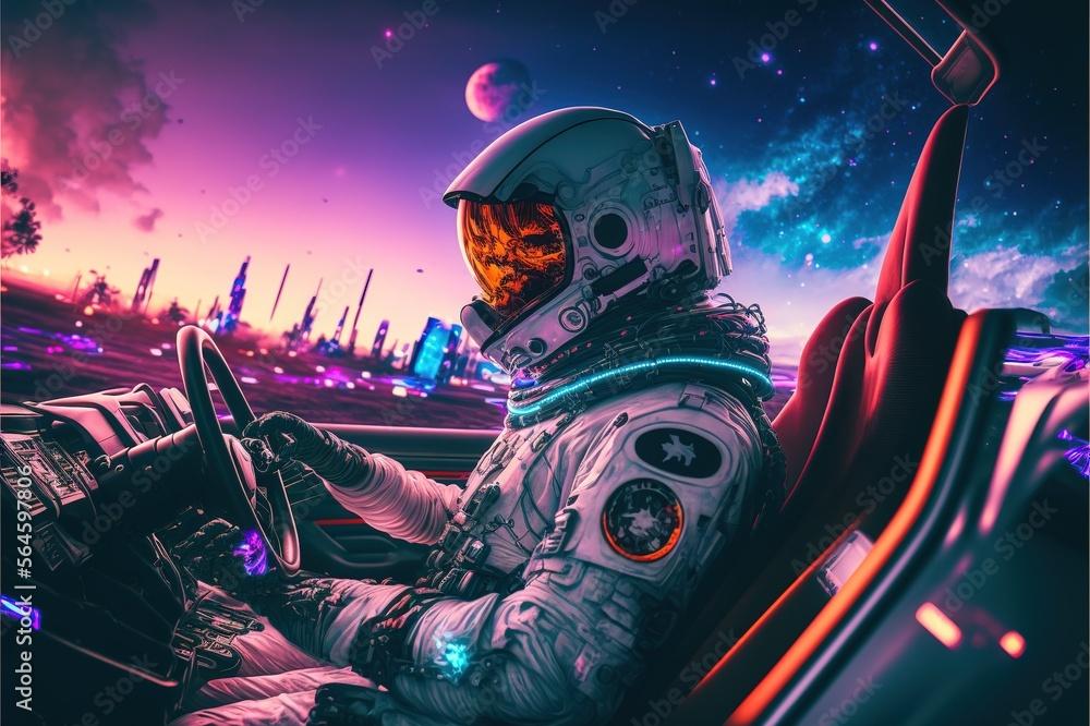 🔥 Free download Astronaut in the cyber car in the cyber city cyberpunk ...