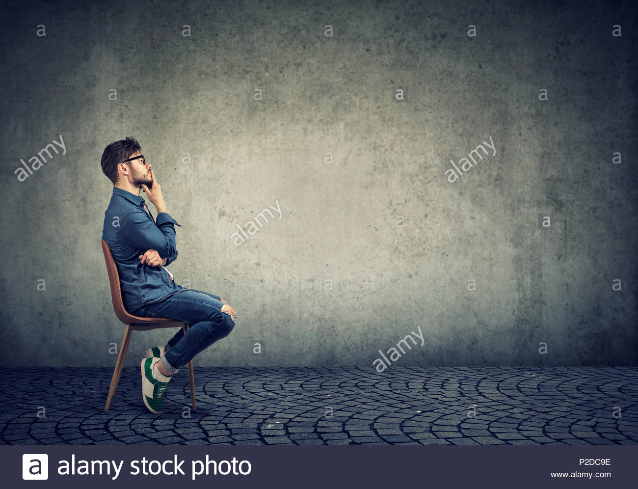 🔥 Free download Side view of lonely mindful man sitting on chair and ...