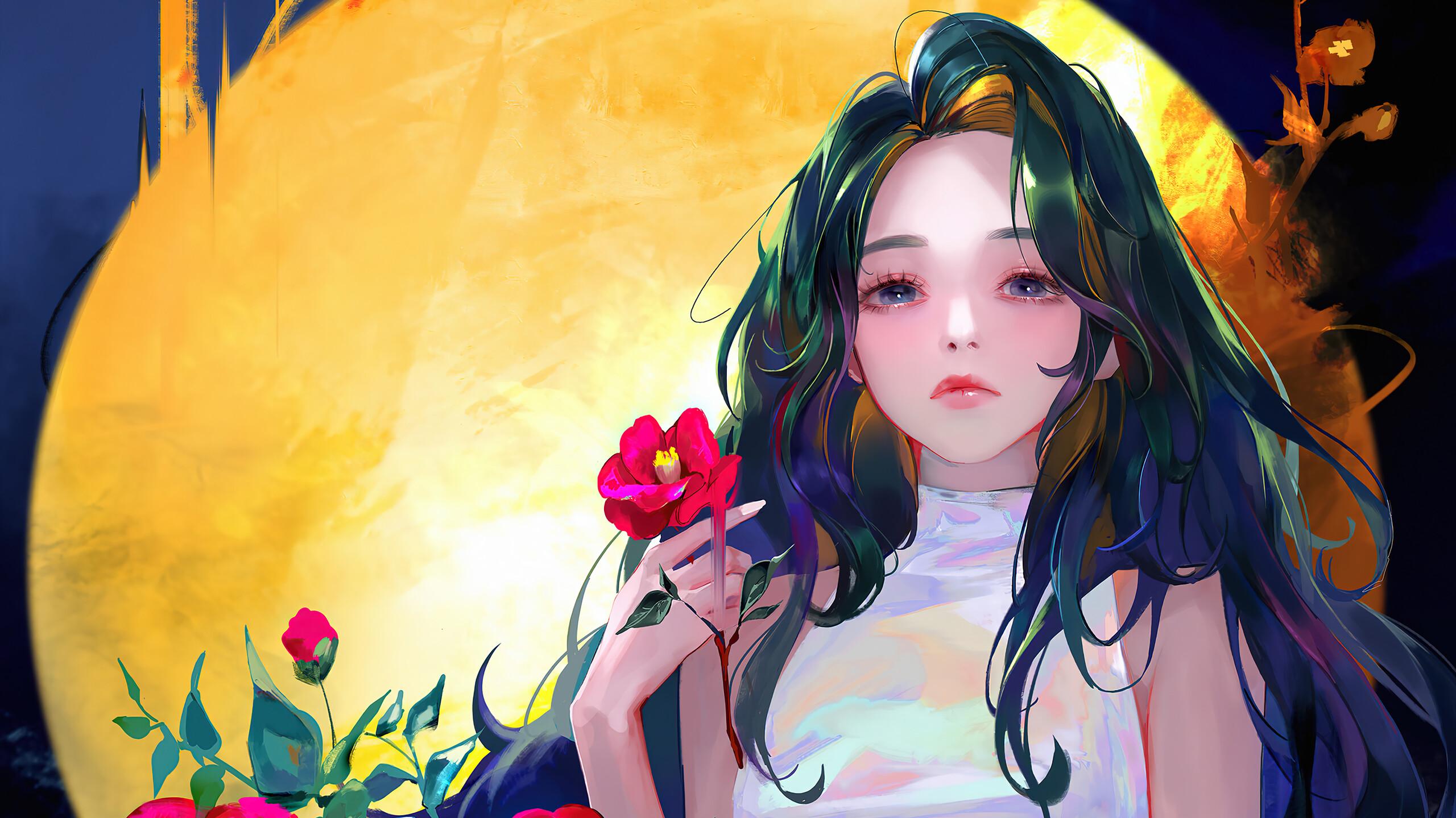 Free Download Beautiful Anime Girl Art 4K Wallpaper IPhone HD Phone