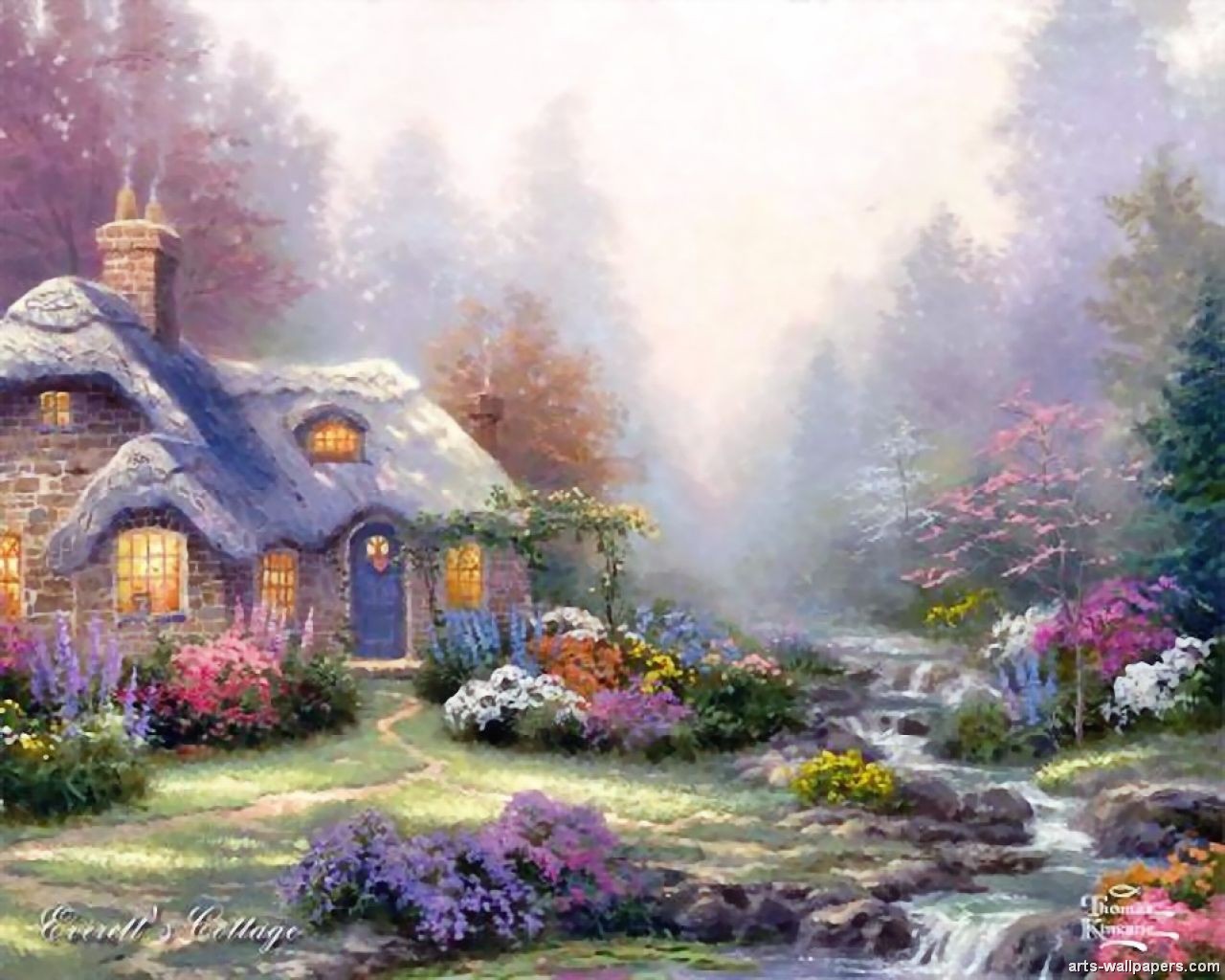 1920 X 1080 Thomas Kinkade Spring Wallpaper