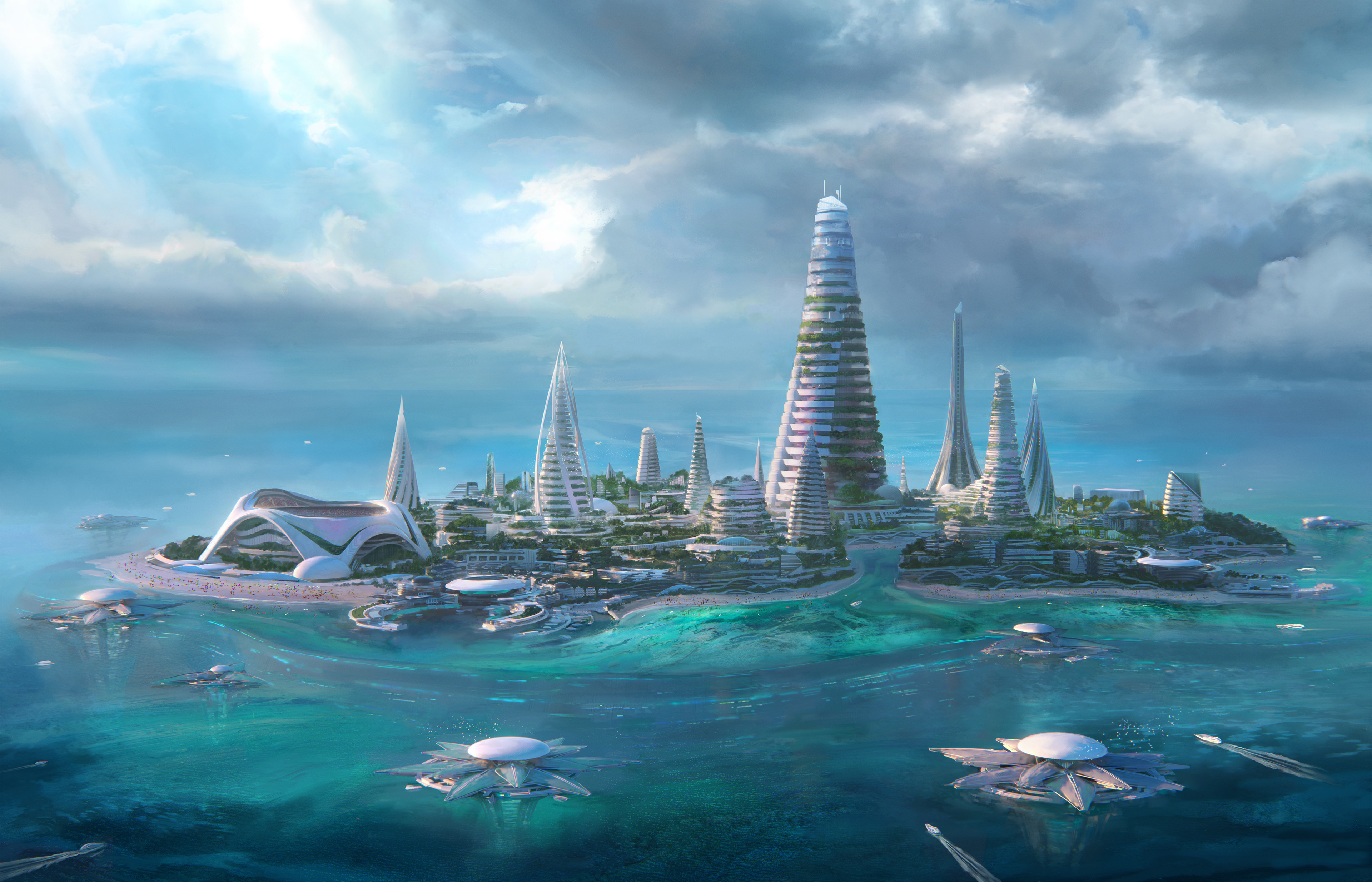🔥 Free Download Futuristic Sci Fi City 4k Ultra Hd Wallpaper by ...