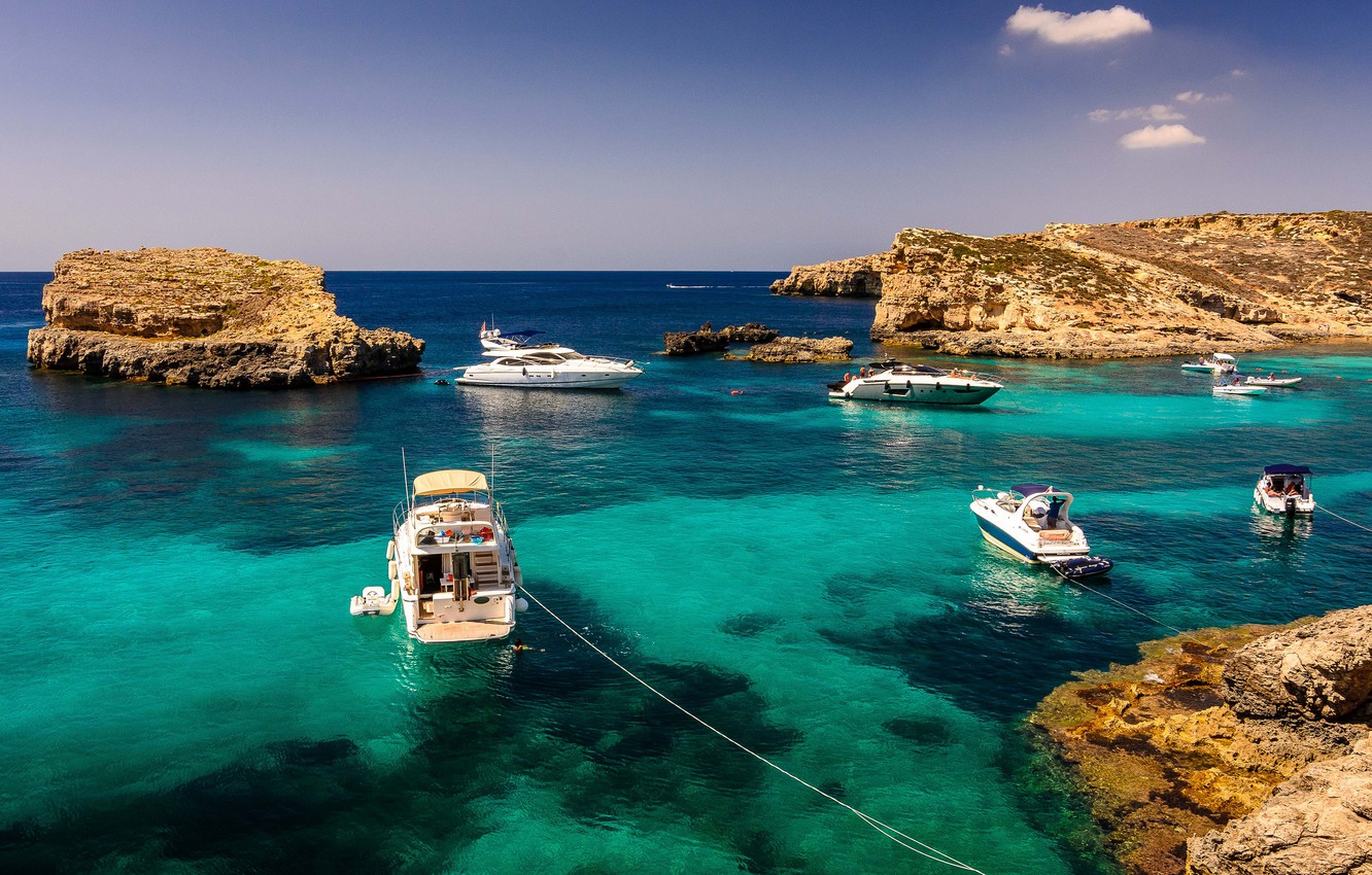 🔥 Free Download Wallpaper Summer The Ocean Rocks Yachts Malta Image For ...