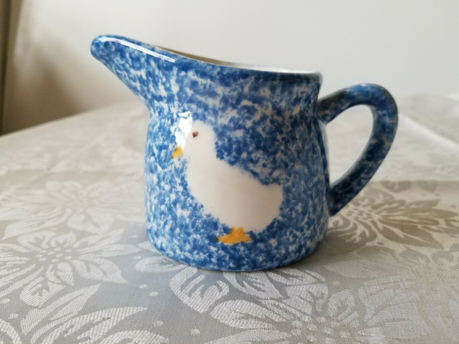 🔥 Free Download Vintage N S Gustin Pottery Blue Spongeware Creamer ...