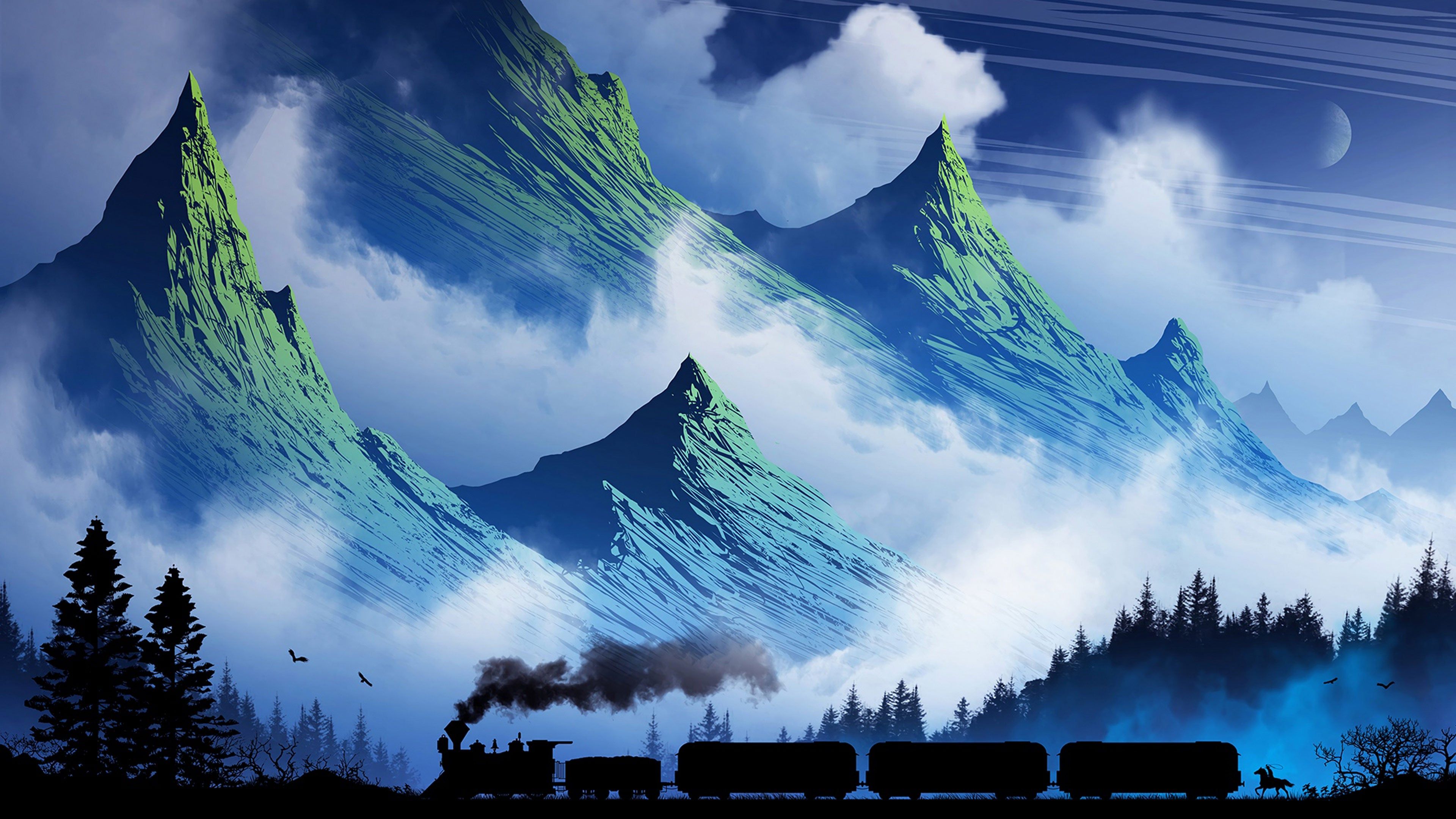 🔥 Free Download Mountain And Train Art 4k Wallpaper by @shill ...