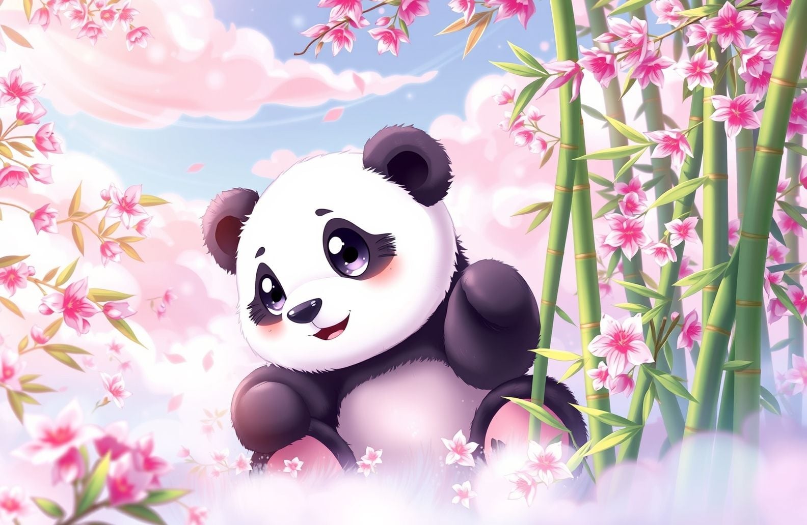 Cute Chibi Panda Wallpaper
