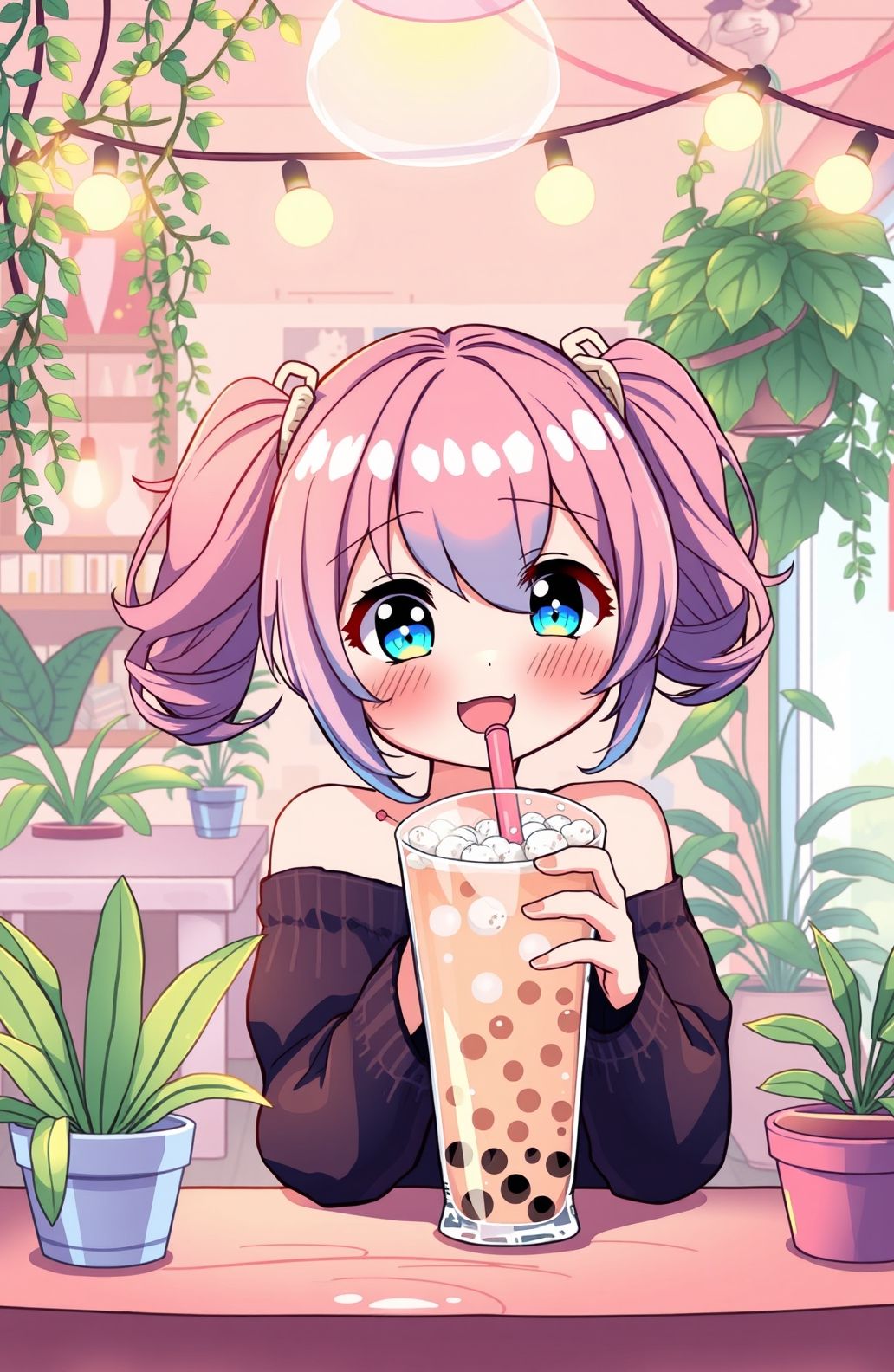 🔥 [60+] Cute Anime Girl Drinking Boba Wallpapers | WallpaperSafari