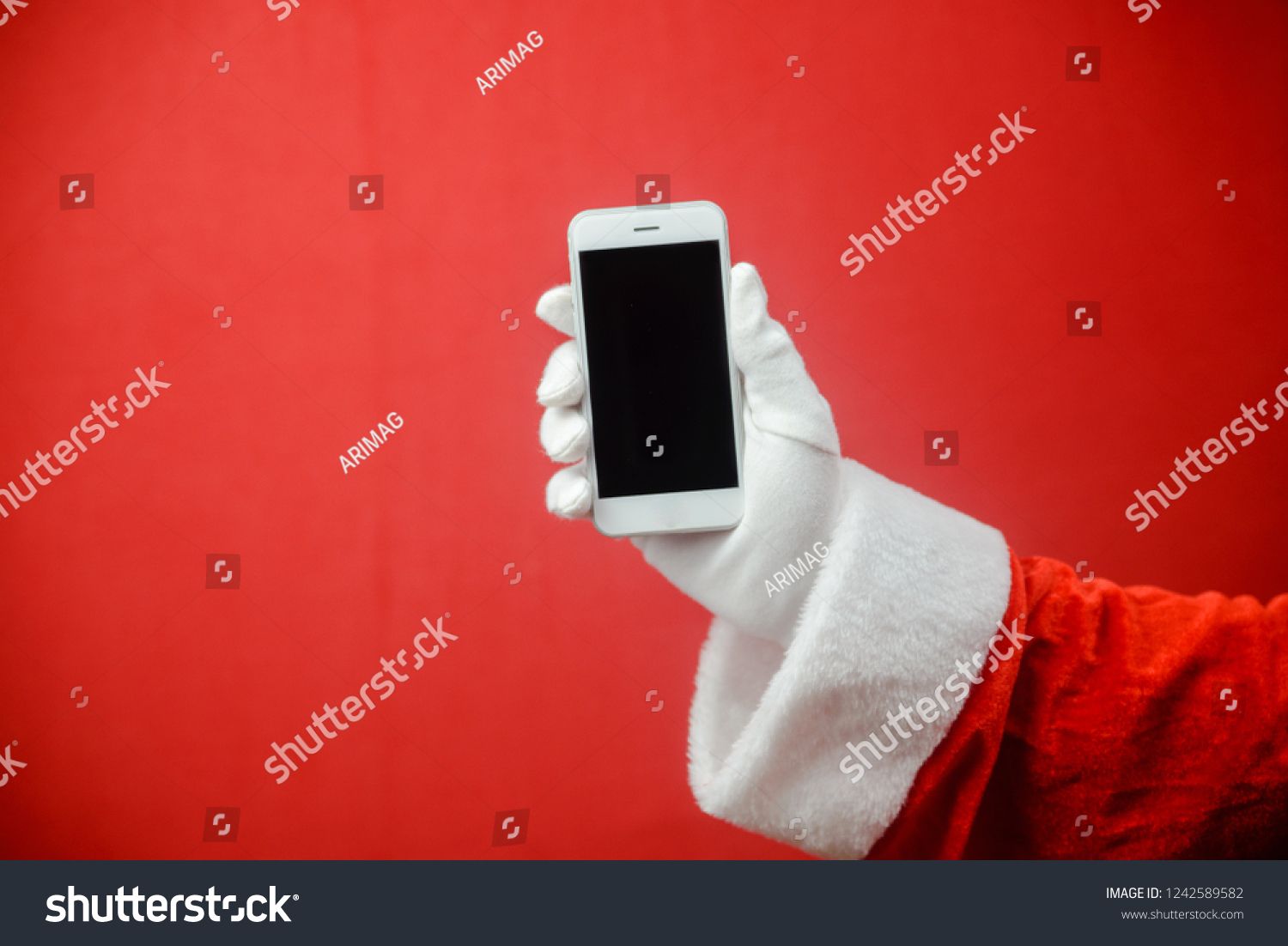 🔥 Free Download Santa Claus Using Smart Phone On Red Texture Background ...