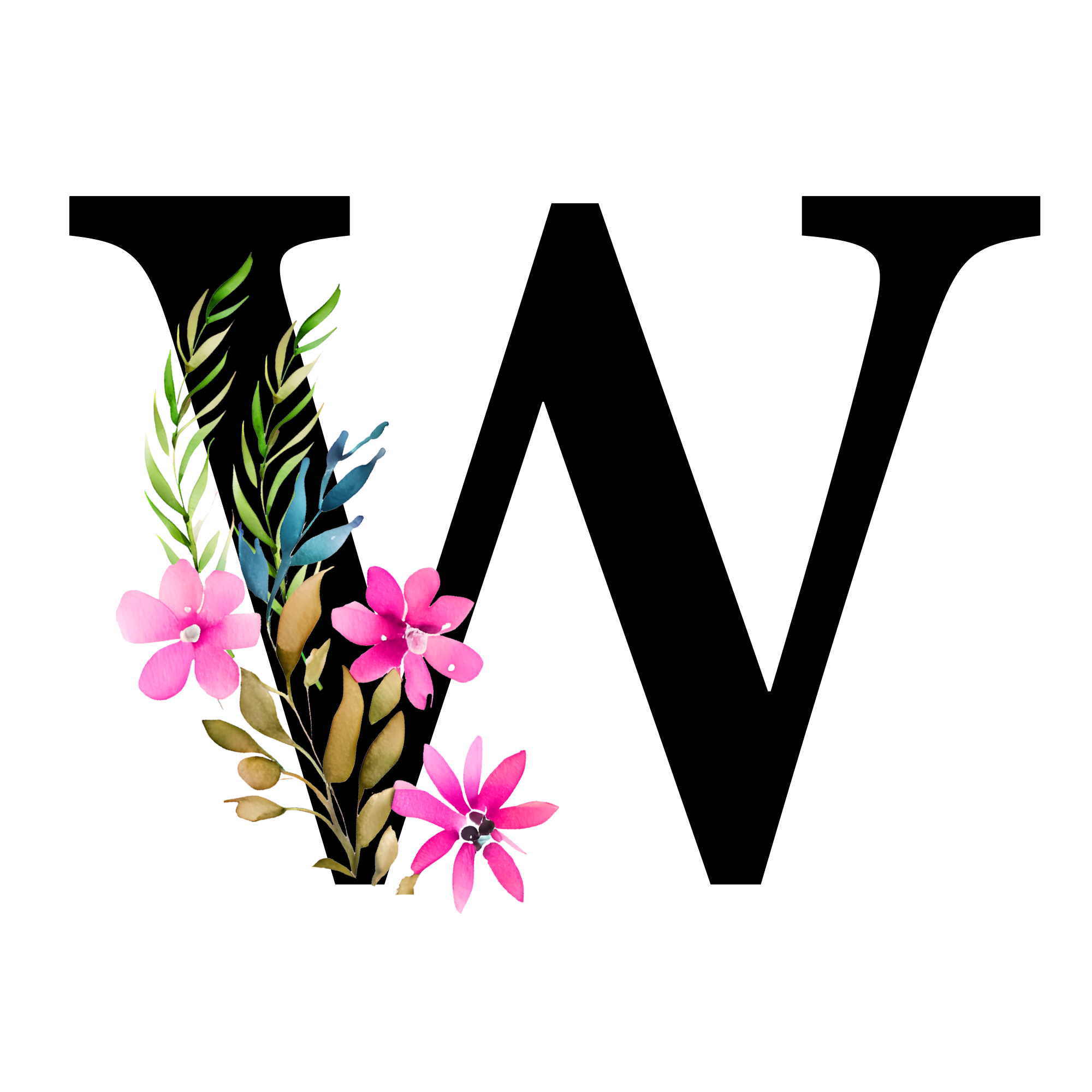 🔥 Free Download Transparent Floral Alphabet Illustration Letter W ...