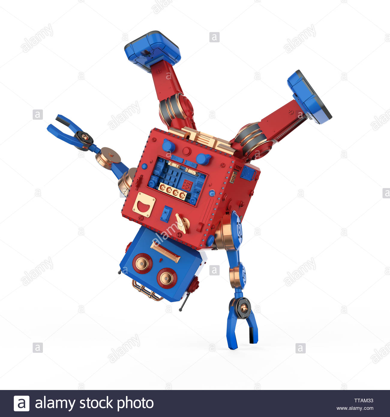 Free download 3d rendering robot tin toy break dance on white ...