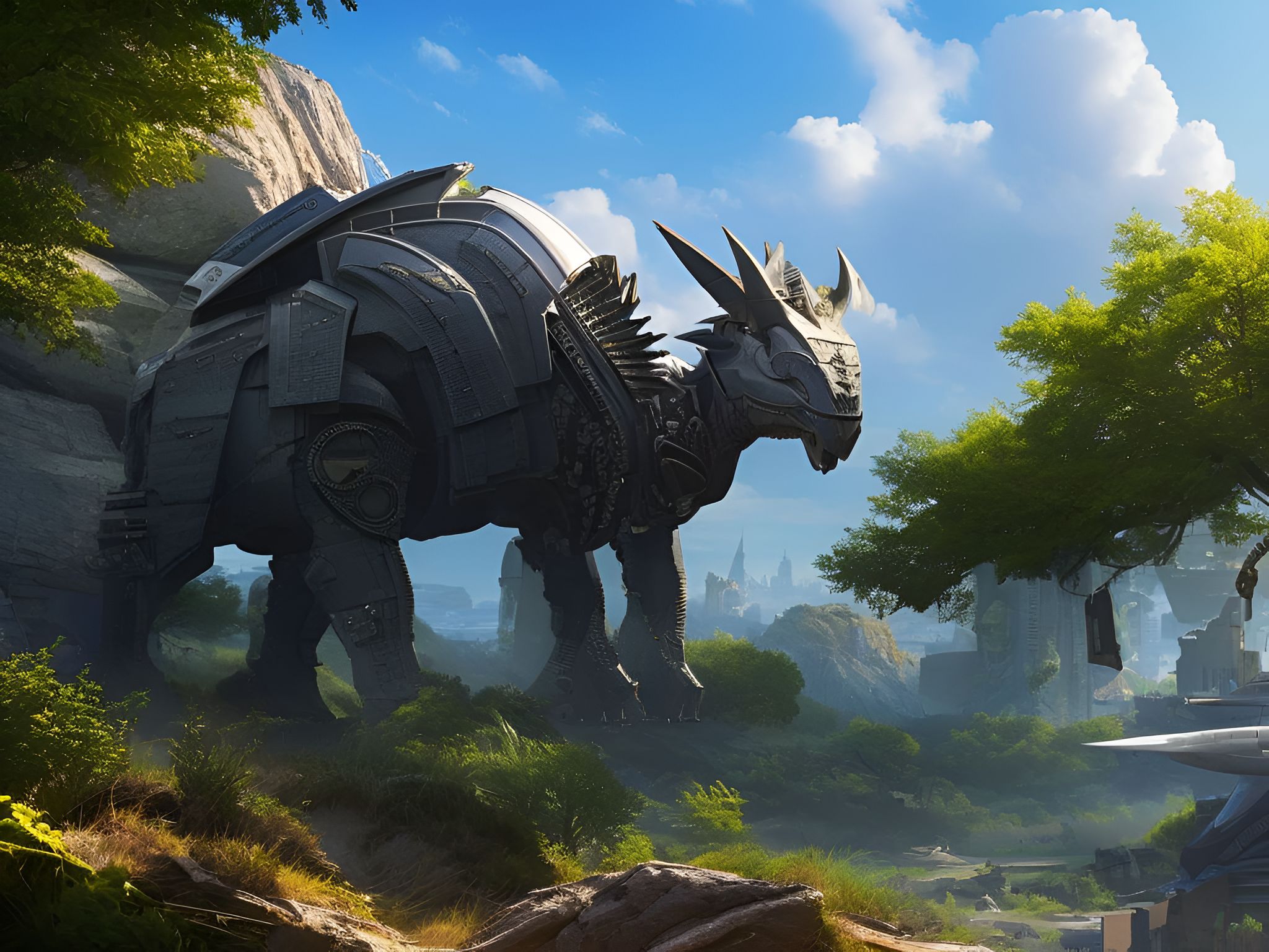 🔥 Free Download Hursty Triceratops With Futuristic Armour In A City by ...
