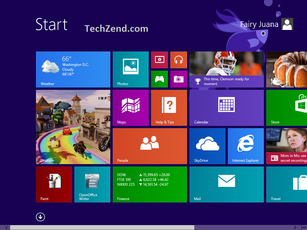 Windows 8 Start Menu Background