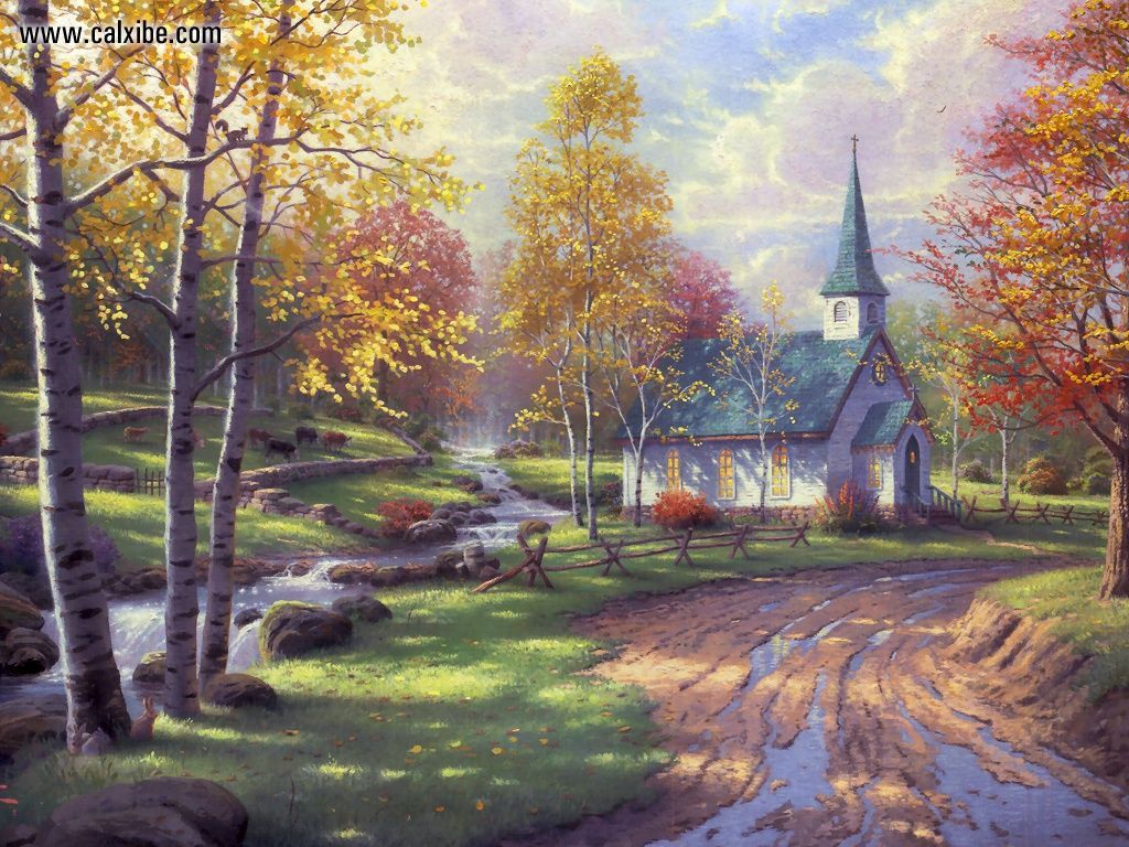 Thomas Kinkade Fall Wallpaper - WallpaperSafari