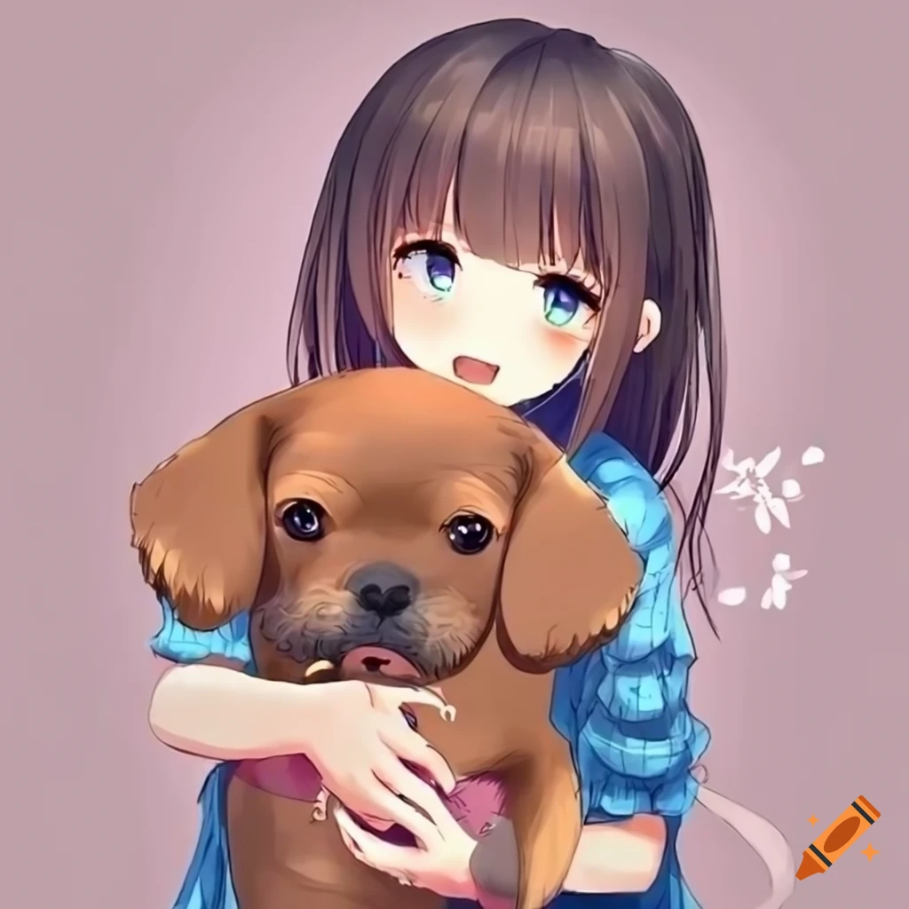 🔥 Free Download Cute Anime Girl With A Small Dog Wallpaper by @bday ...