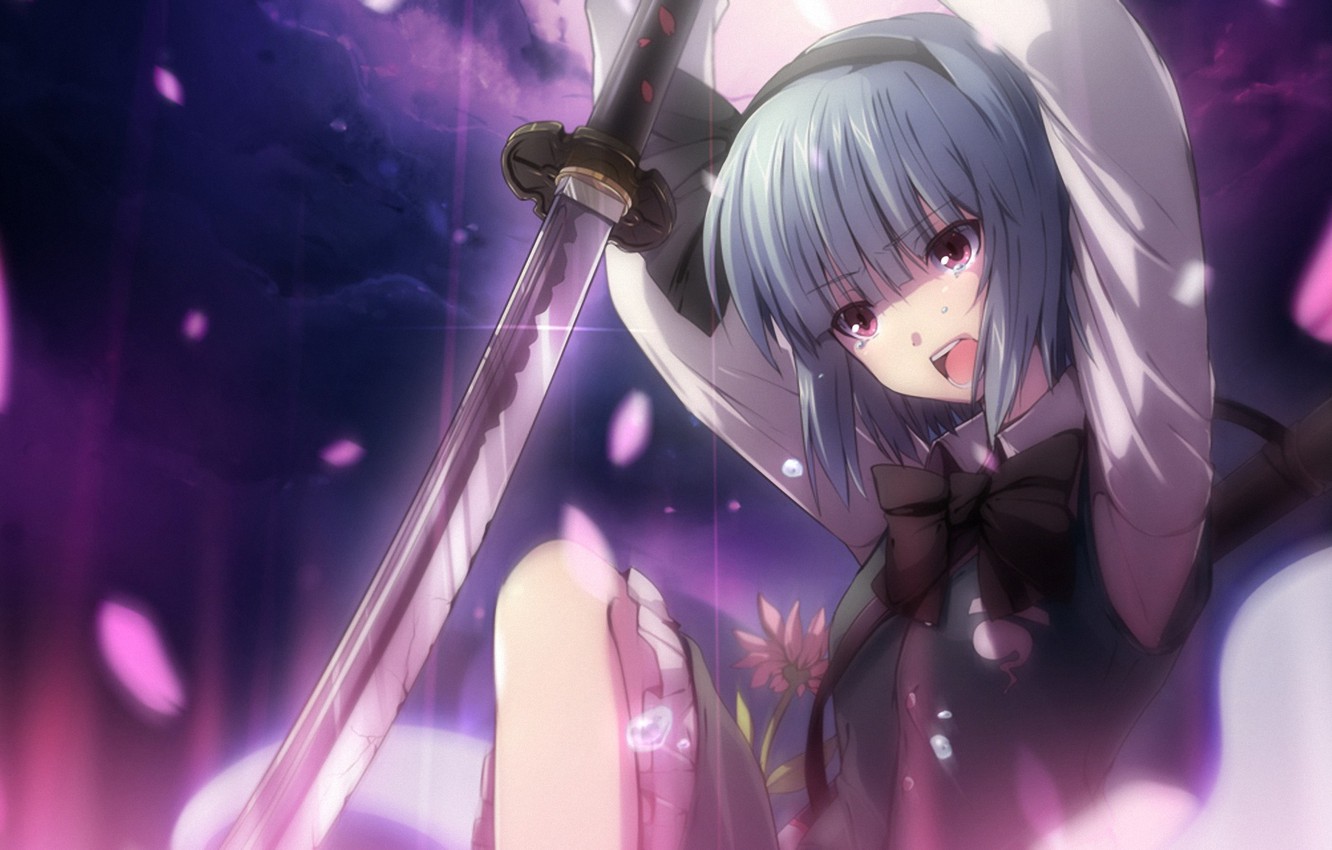🔥 Free Download Wallpaper Flower Girl Sword Katana Tears Art Touhou ...