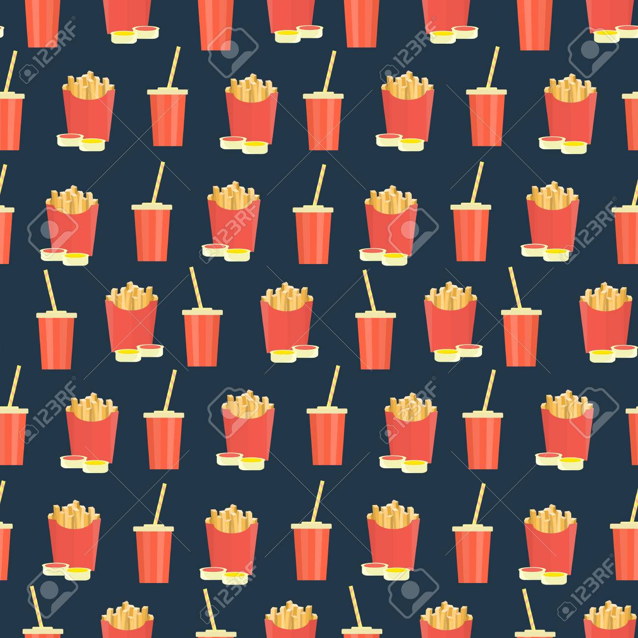 🔥 Download Seamless Pattern With Cola And French Fries On Dark ...