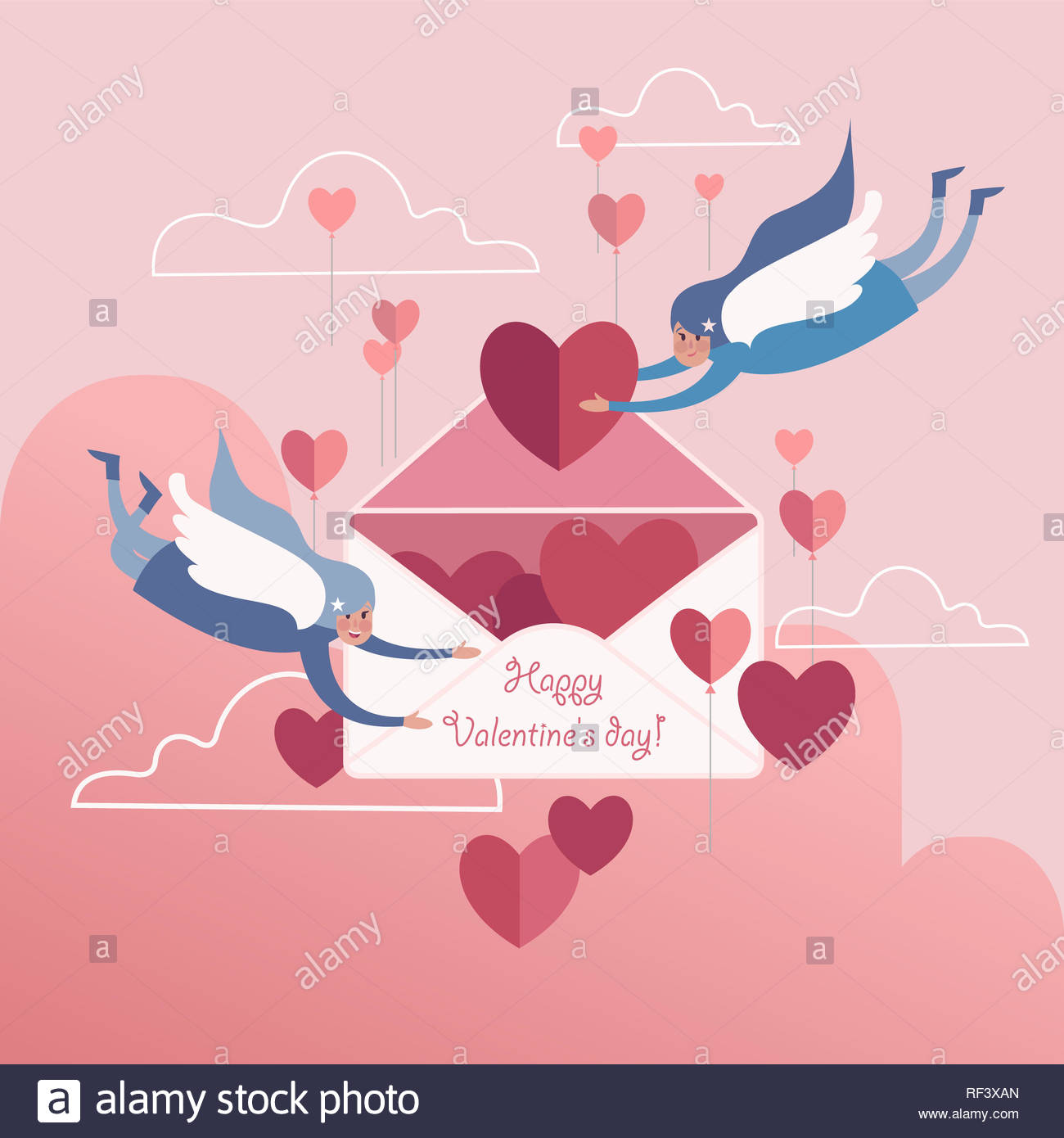 Free download Cute couple soaring white winged angels with valentines ...