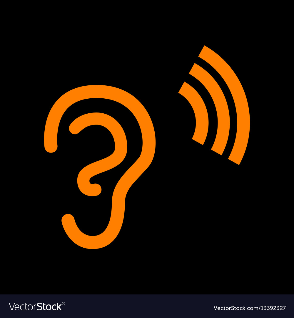 Free download Human ear sign orange icon on black background Vector ...