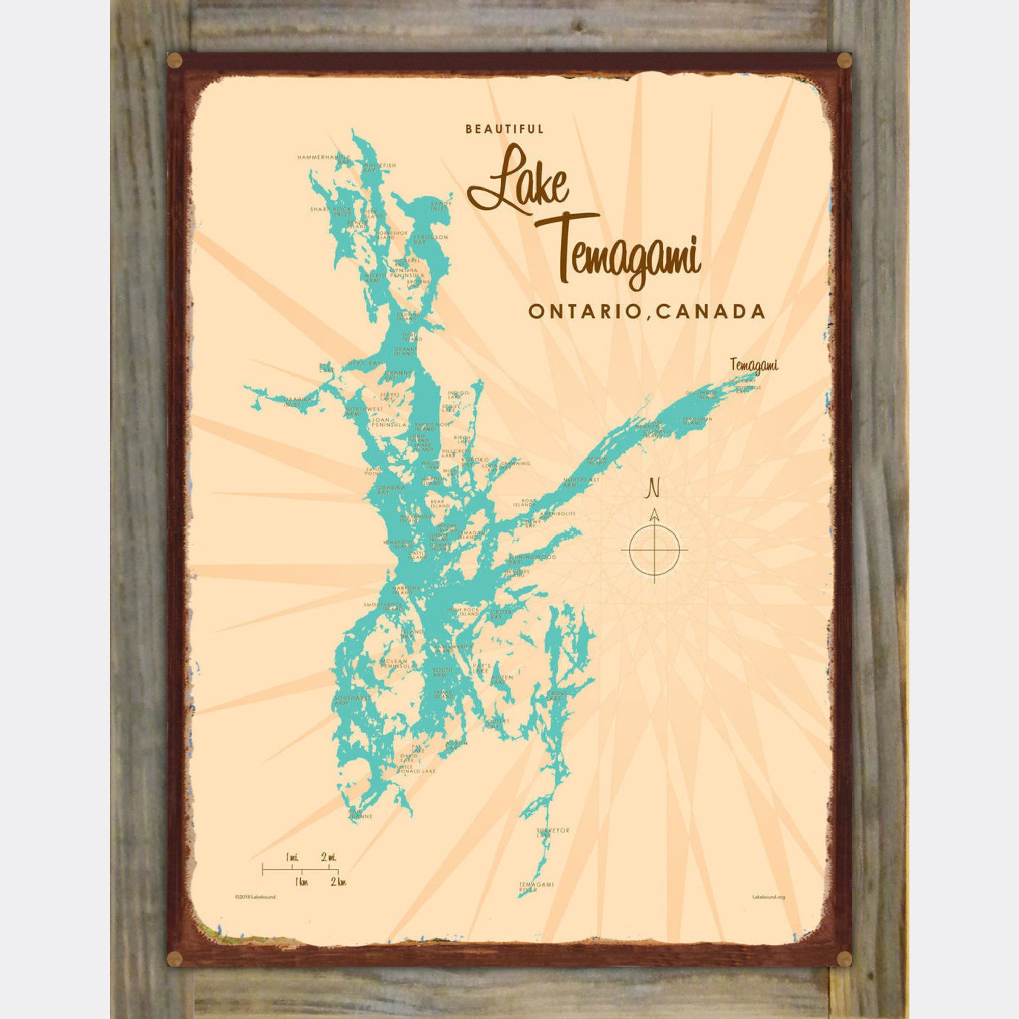 🔥 Free Download Lake Temagami Ontario Metal Sign Map Art Lakebound by ...