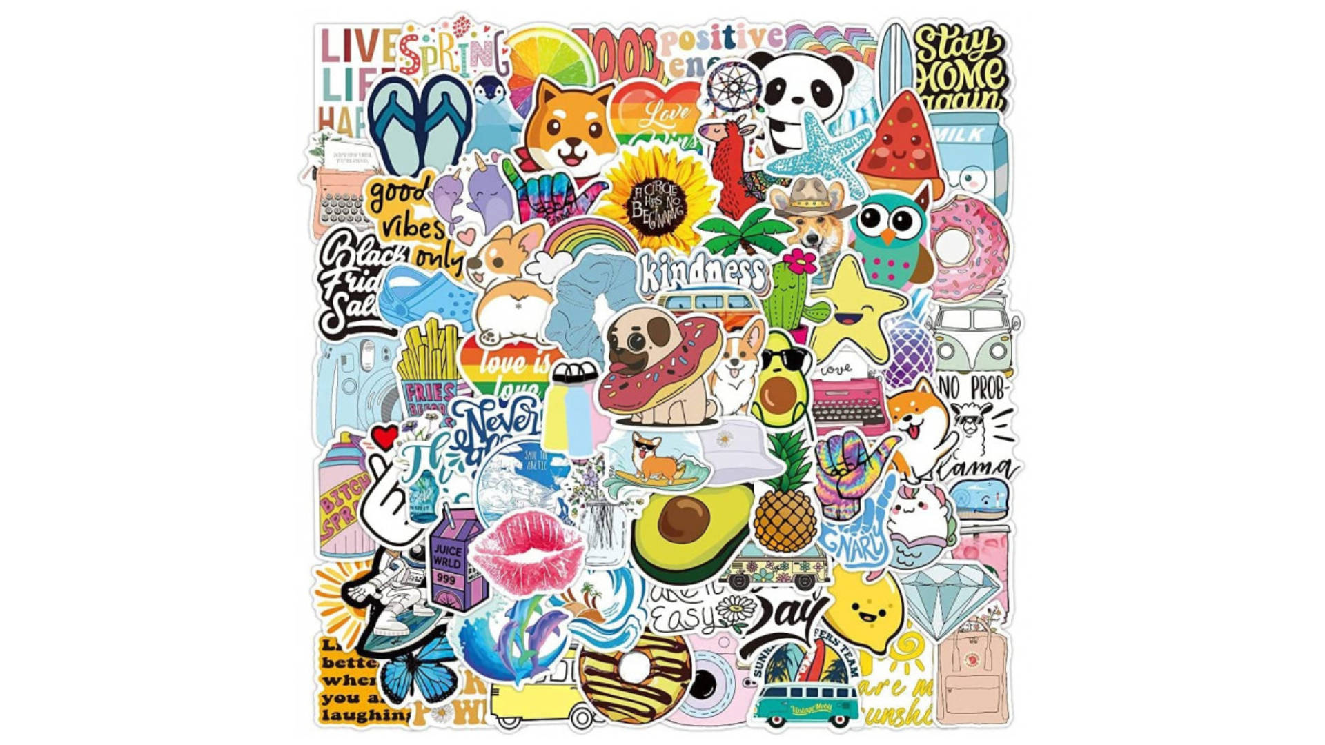 🔥 Free Download Colorful Trendy Design Of Aesthetic Stickers Wallpaper ...