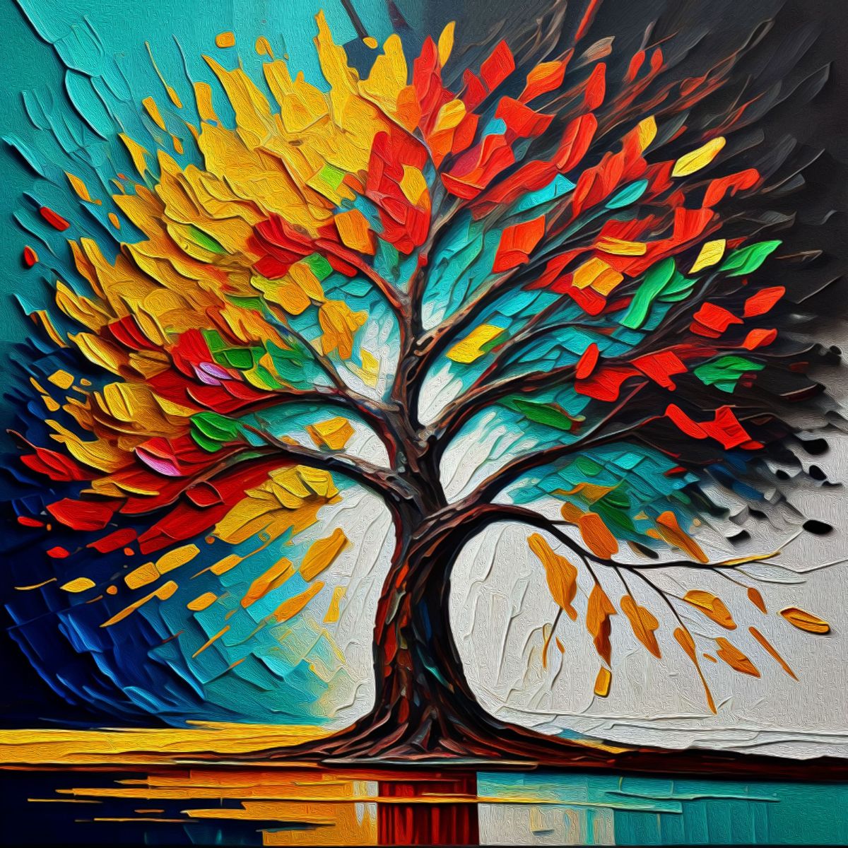 🔥 Free Download Stylized Tree Modern Artwork Oil Painting Wallpaper For ...