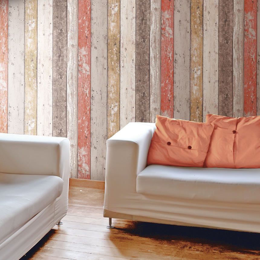 Decorative Distressed Wood Panel Wall