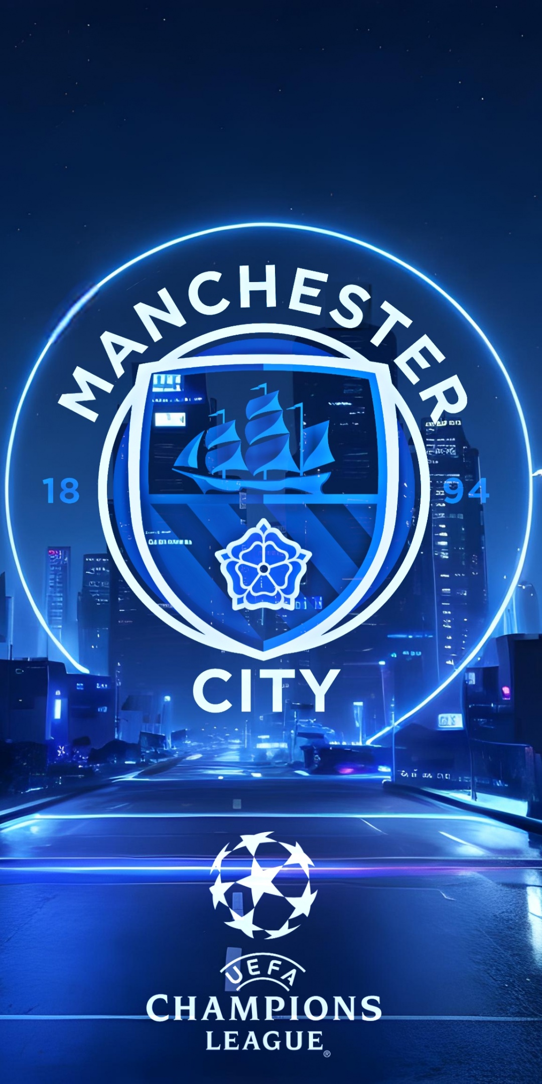 🔥 Free Download Manchester City Fc Wallpaper 4k Futuristic Neon Logo by ...