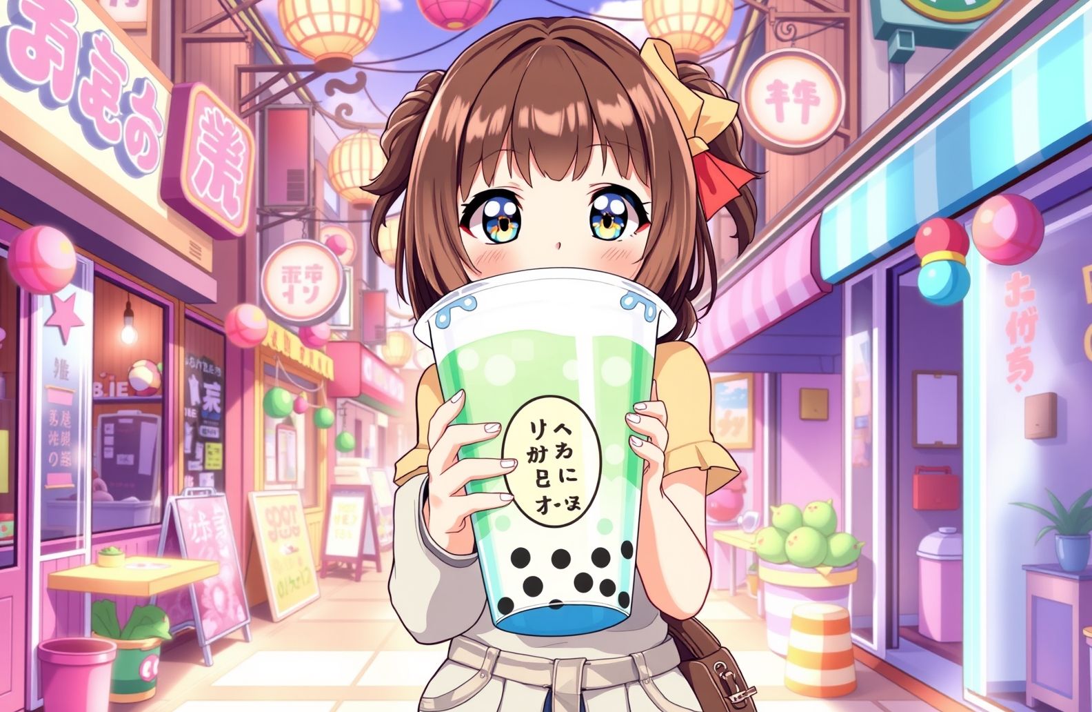 🔥 [60+] Cute Anime Girl Drinking Boba Wallpapers | WallpaperSafari