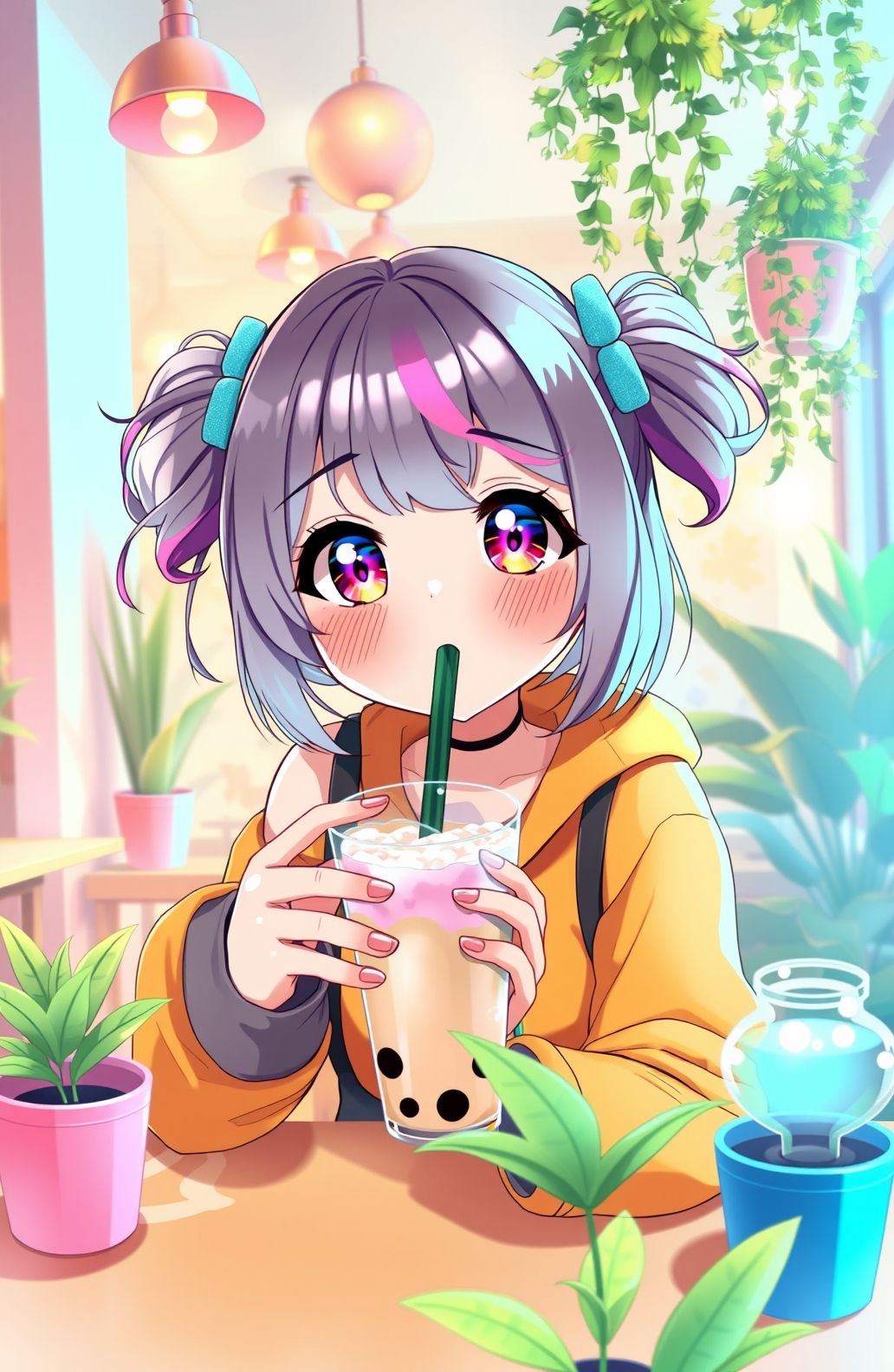 🔥 [60+] Cute Anime Girl Drinking Boba Wallpapers | WallpaperSafari