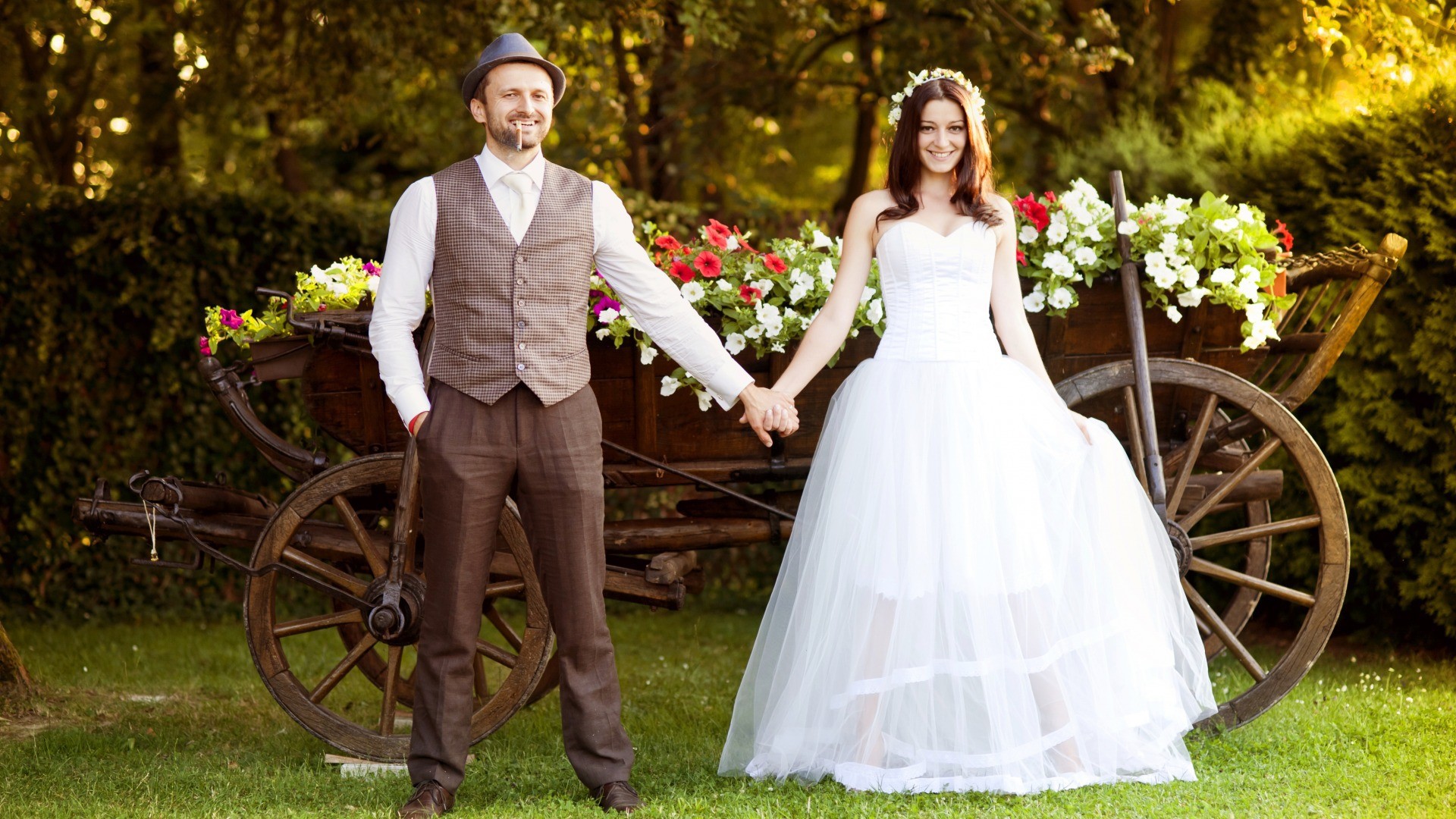 🔥 Free Download Bride And Groom On The Background Color Of Cart by ...