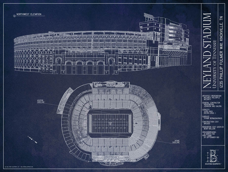 🔥 Free Download Neyland Stadium Blueprint Mural Murals Your Way by ...