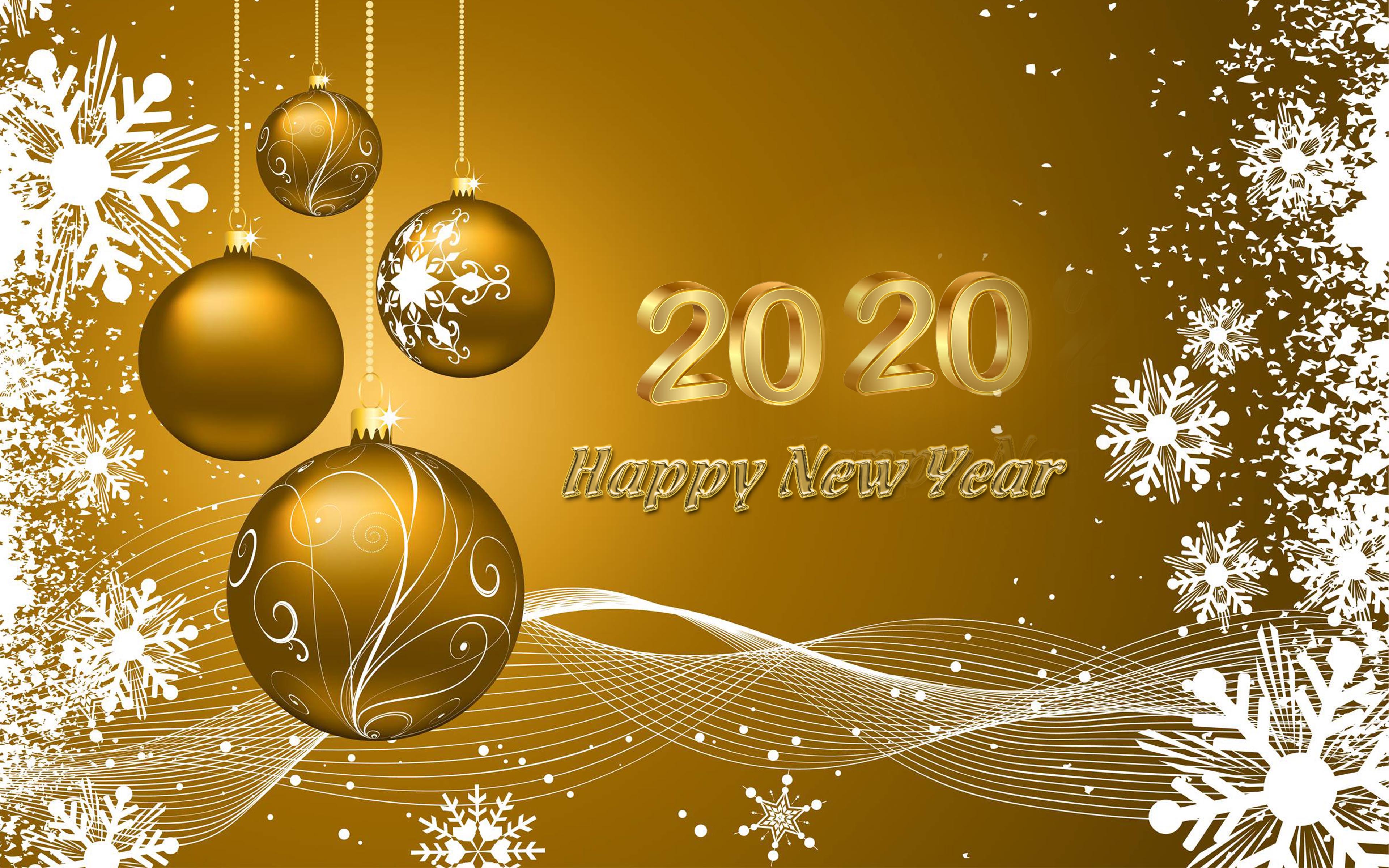 Free Download Happy New 2020 Year Wishes Gold Greeting Card Quotes 4k 