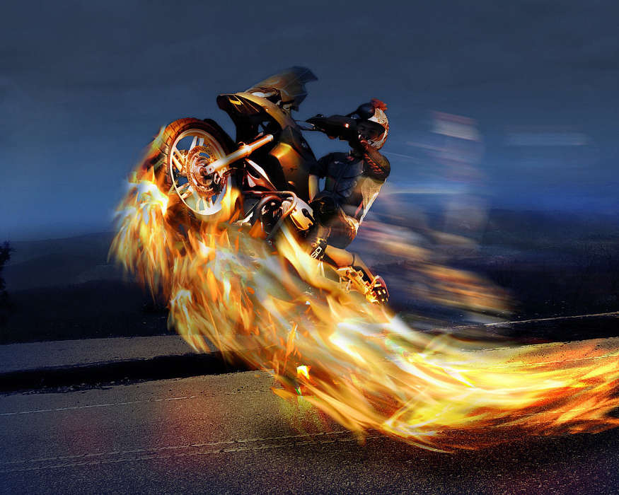 Motorbike On Fire Wallpaper