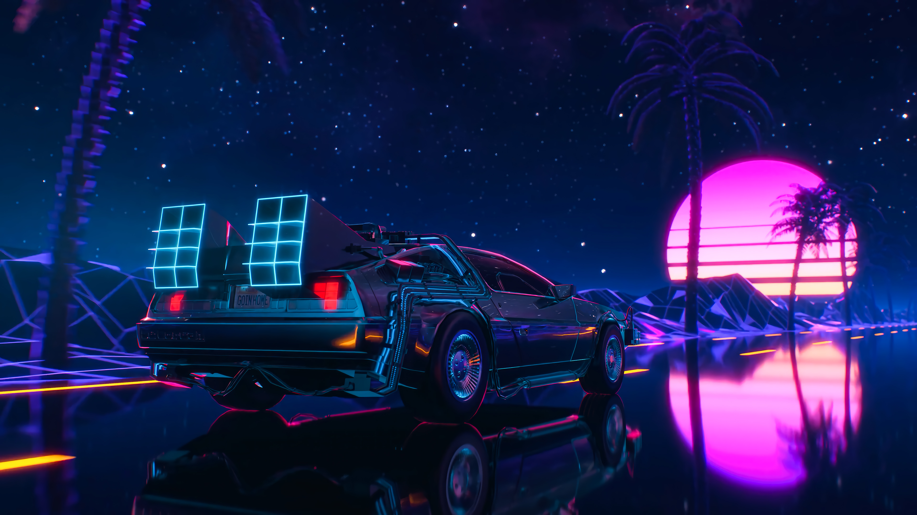 🔥 Free Download Synthwave Car Sunset Palm Tree 4k Wallpaper by ...