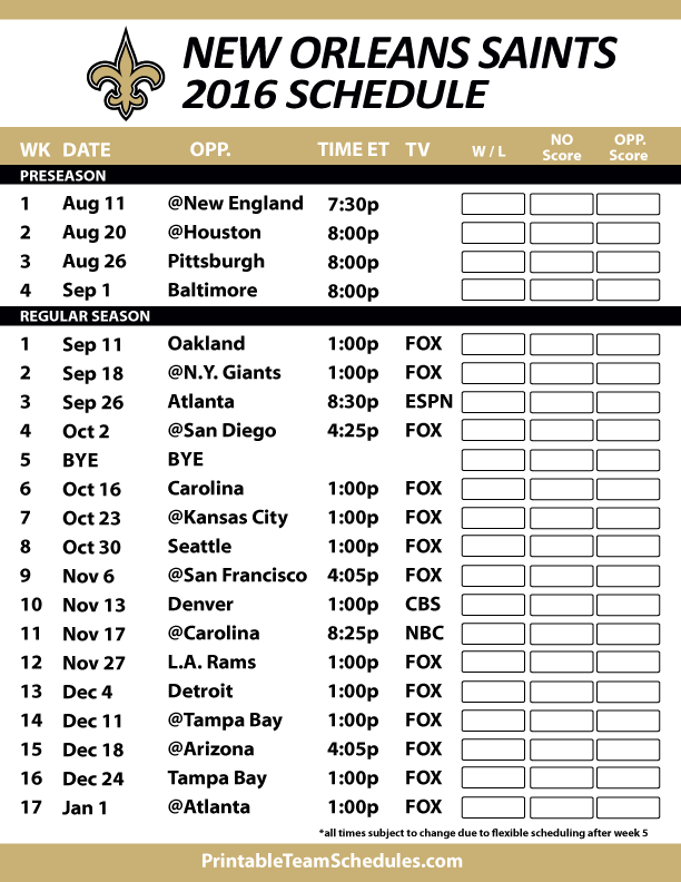 🔥 Free Download New Orleans Saints Schedule Calendar Template Site by ...