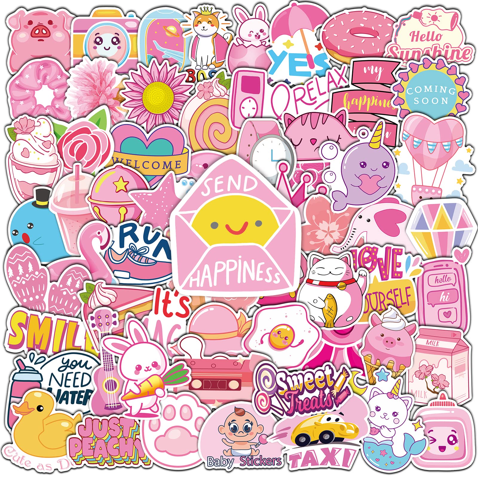 🔥 Free Download Buy Pink Stickers Aesthetic 150pcs Cute Waterproof ...