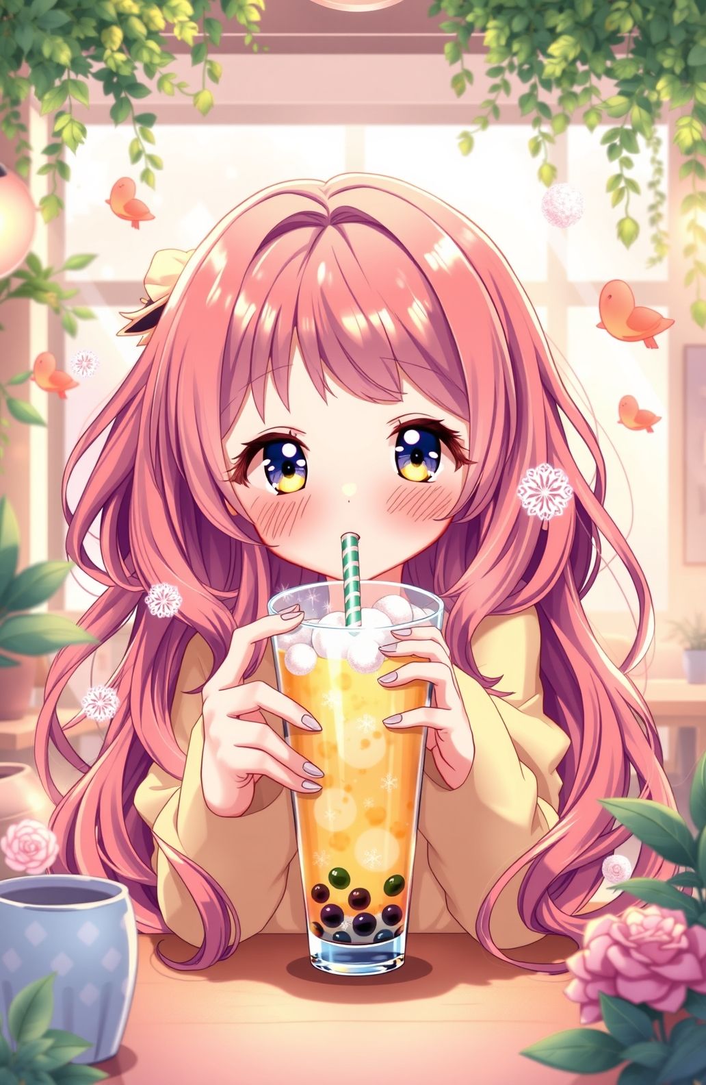 🔥 [60+] Cute Anime Girl Drinking Boba Wallpapers | WallpaperSafari