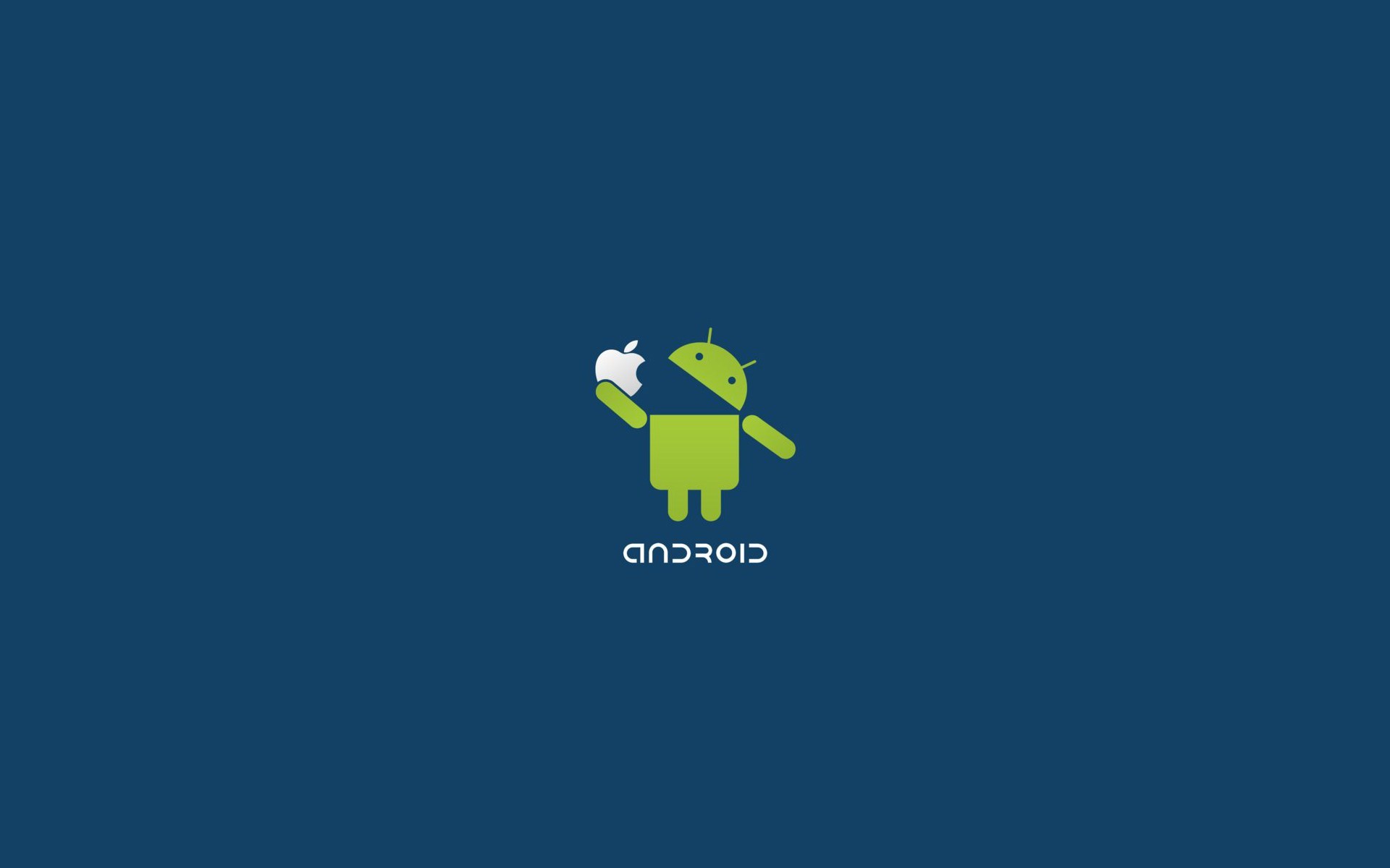 Free Download Android Logo Eat Apple Funny Desktop Wallpaper 1920x1200