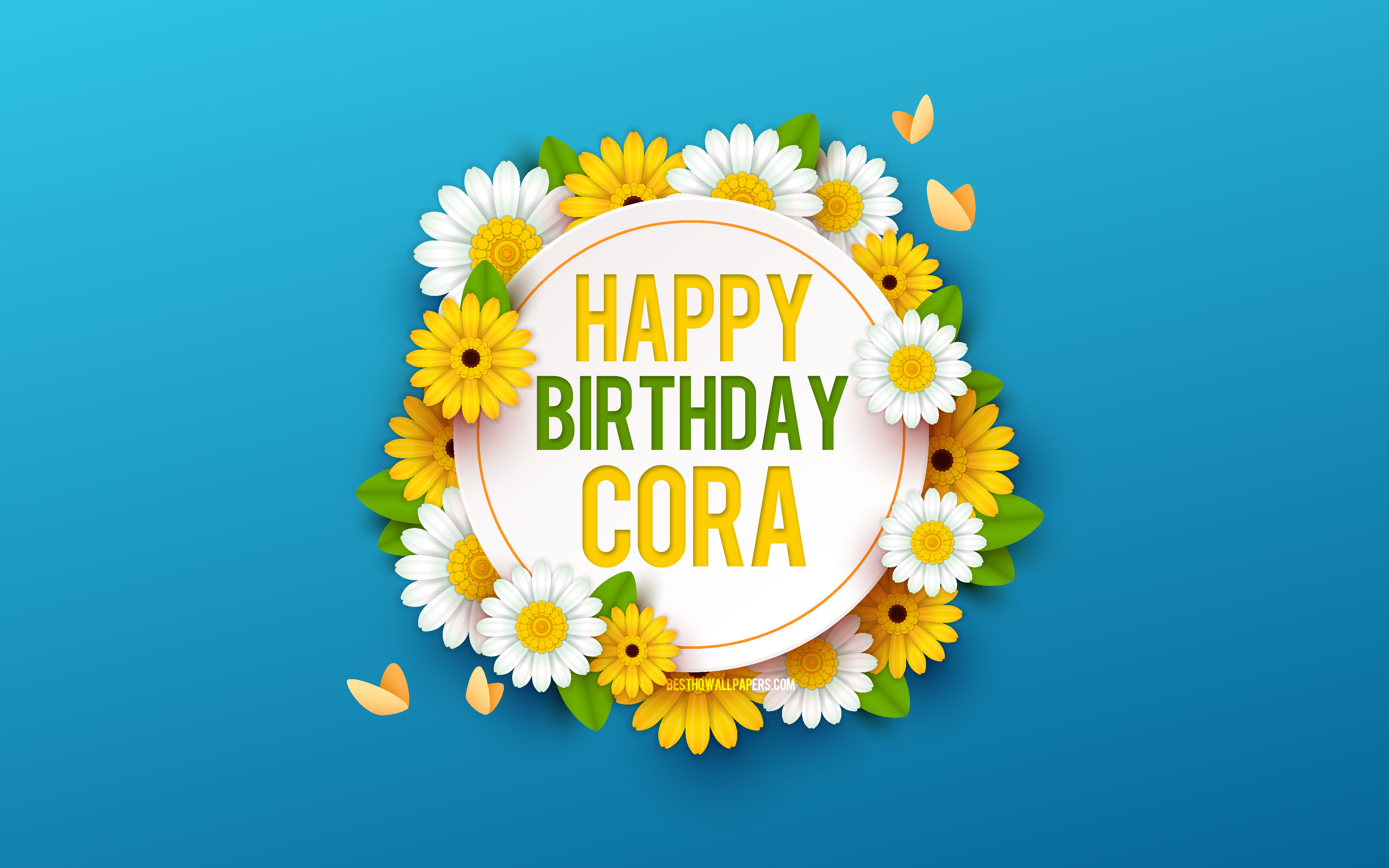 🔥 Free Download Wallpaper Happy Birthday Cora 4k Blue Background With ...